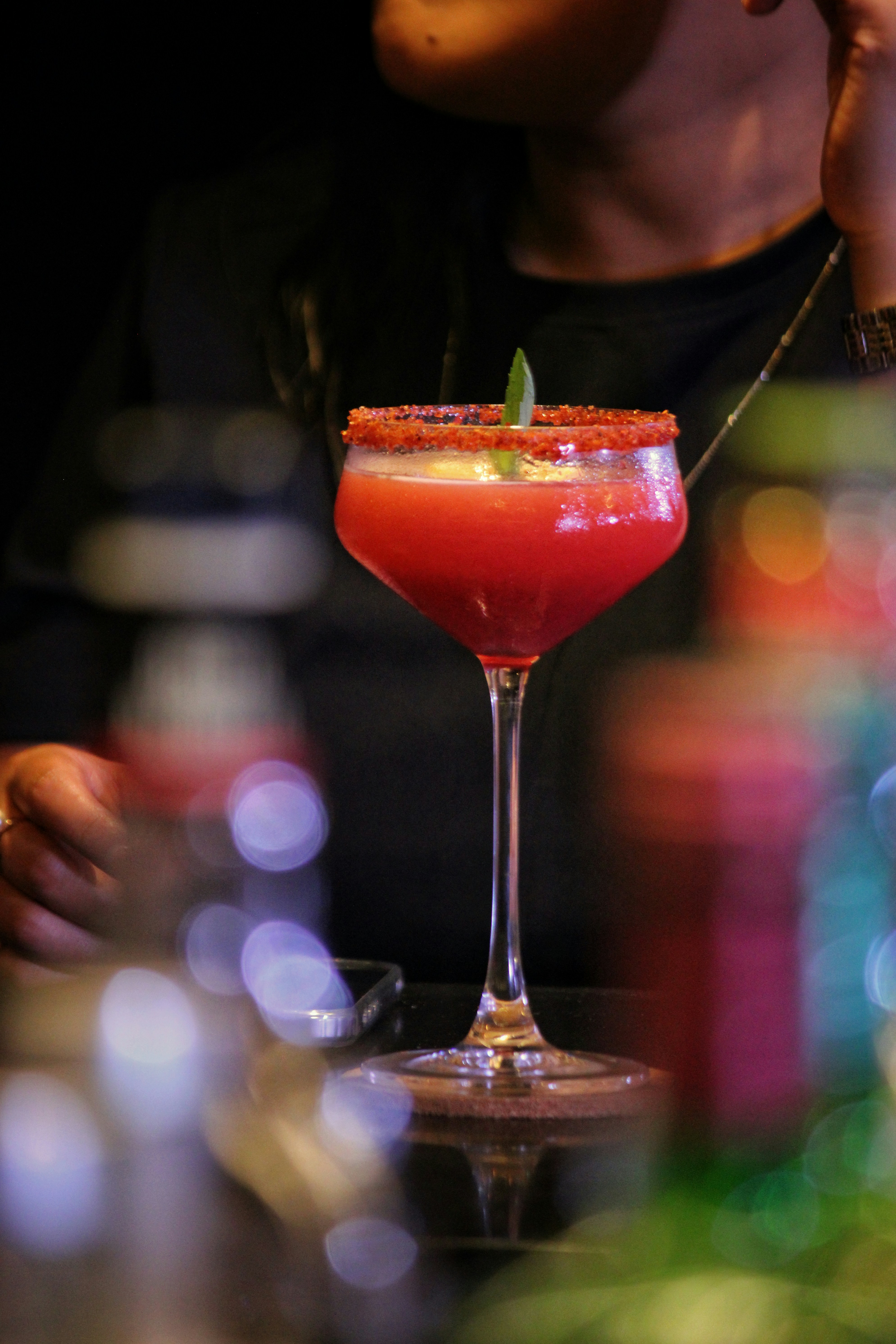 Crimson Cocktail at the Edge of Focus