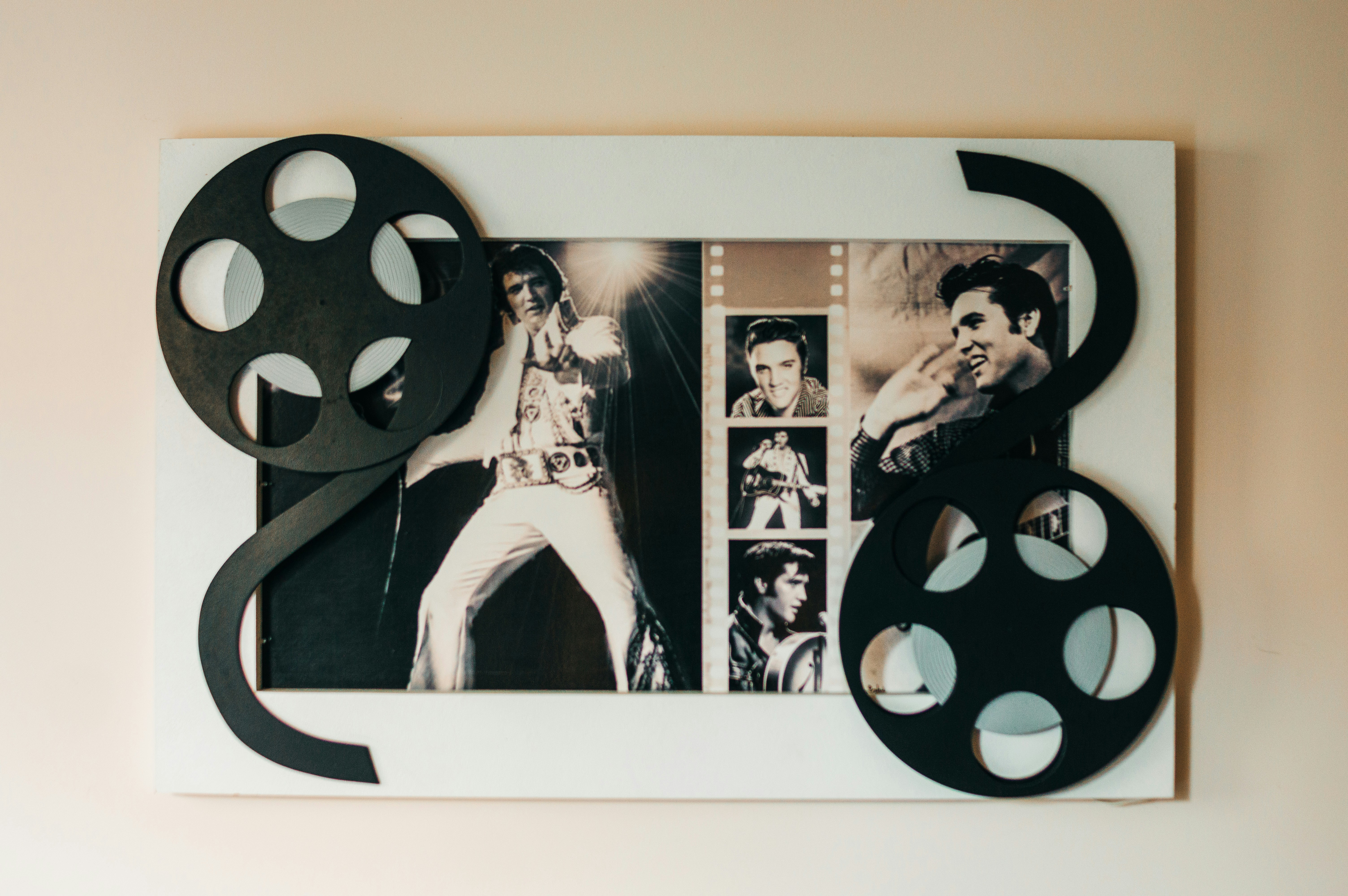 Rolled Film Frames Over a Pop-Art Portrait