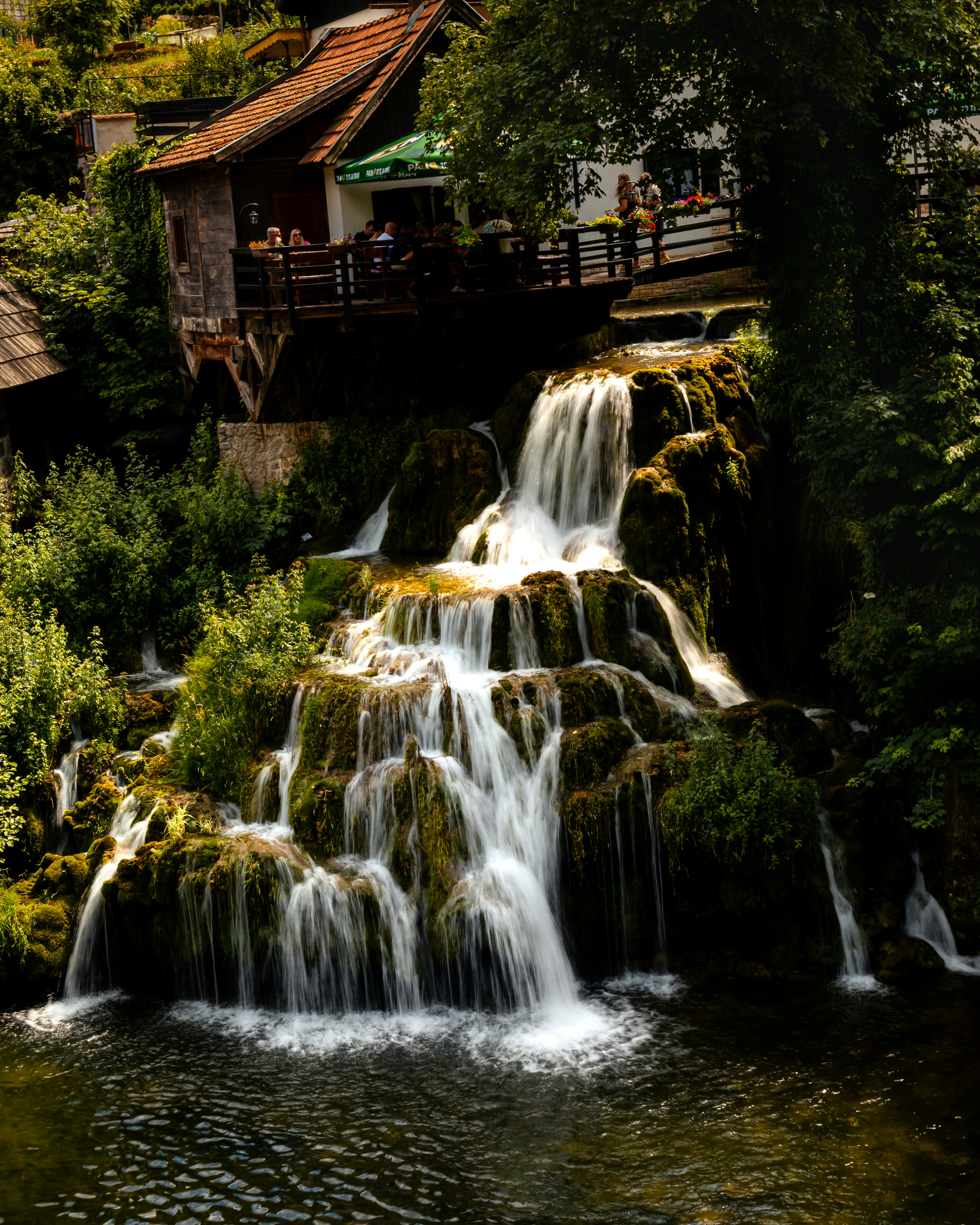 Waterfall Overlook at a Mountain Café