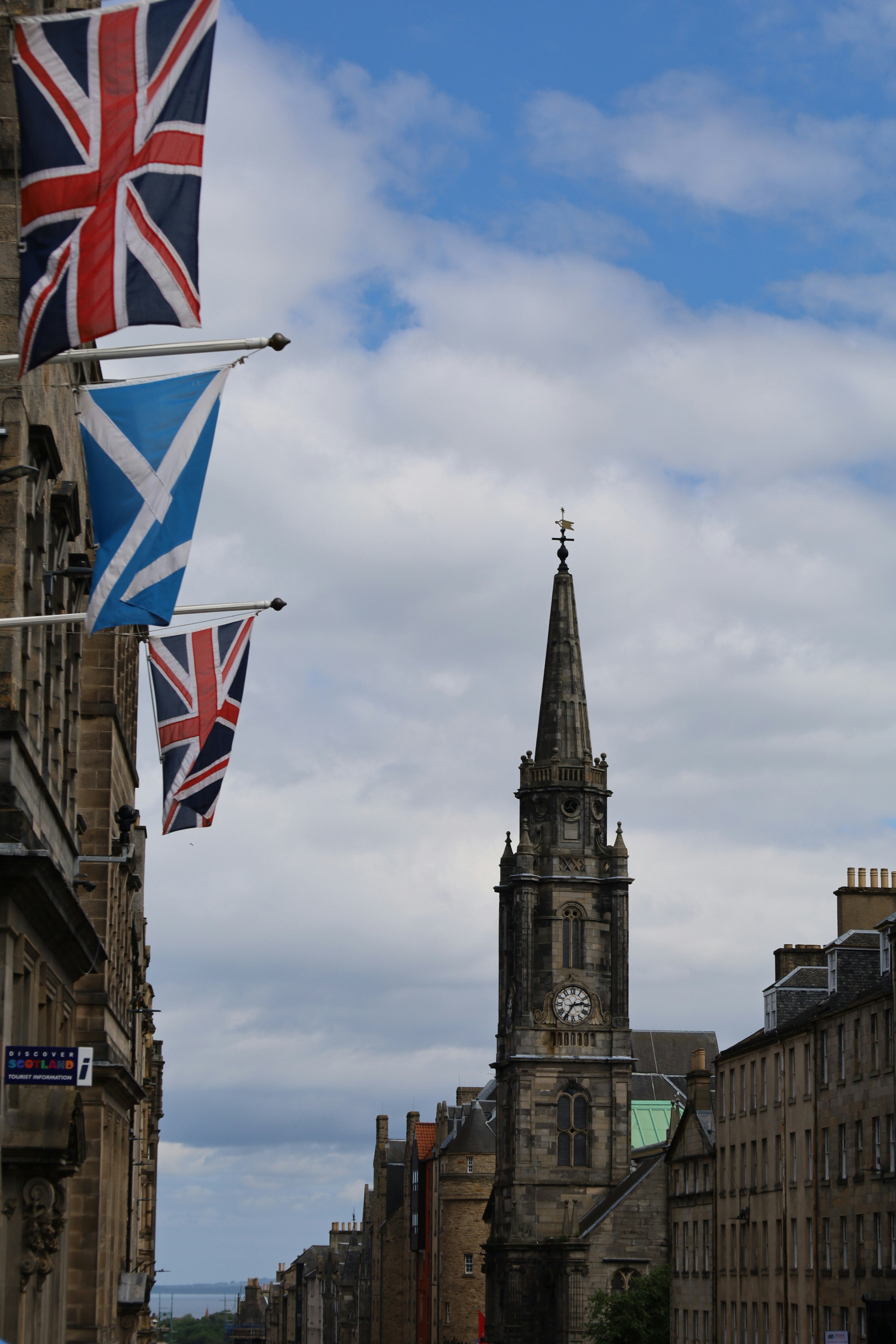 Clock Tower in a Canopy of Flags