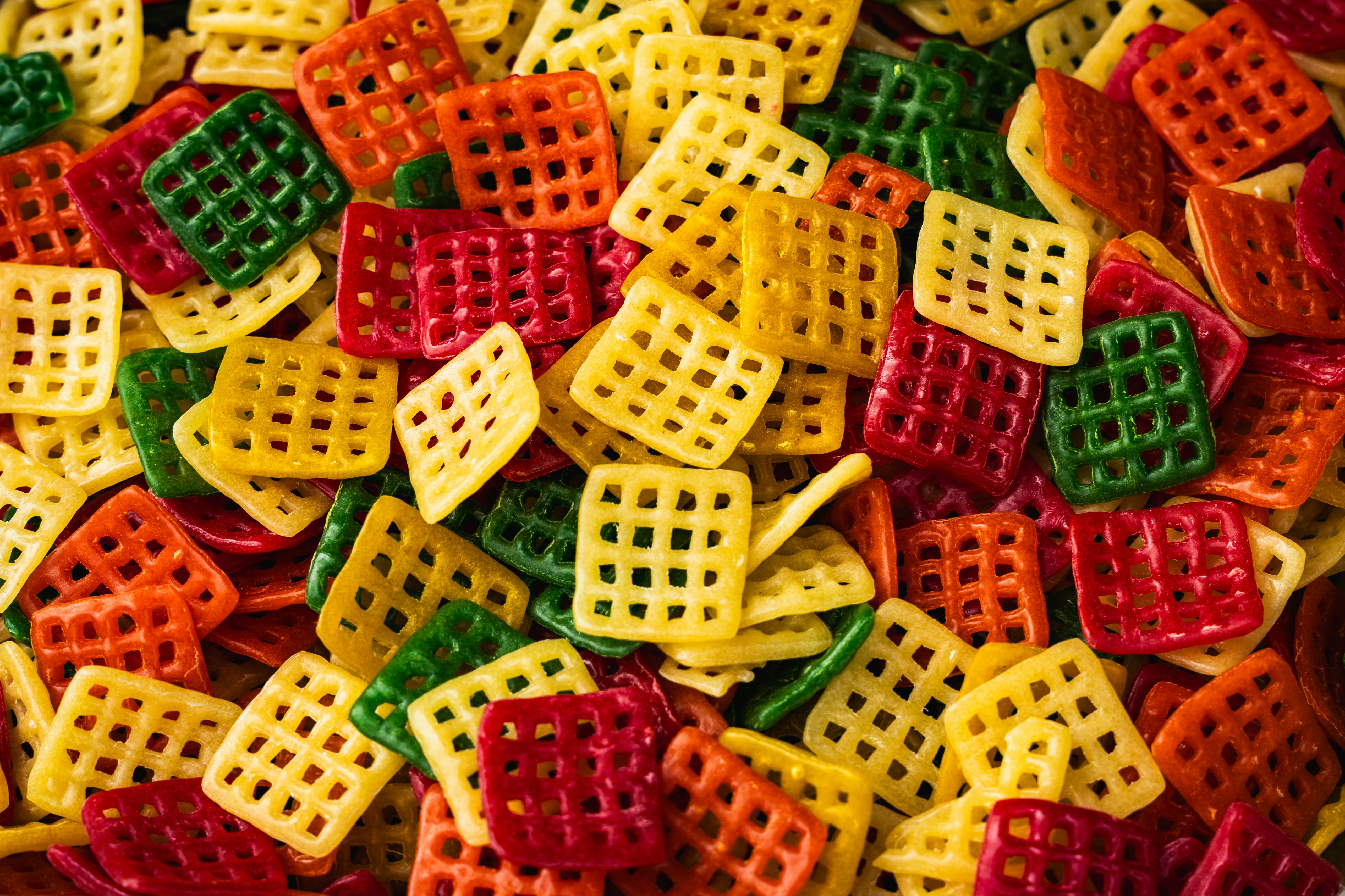 Chromatic Tangle: Square Pasta in a Field of Color