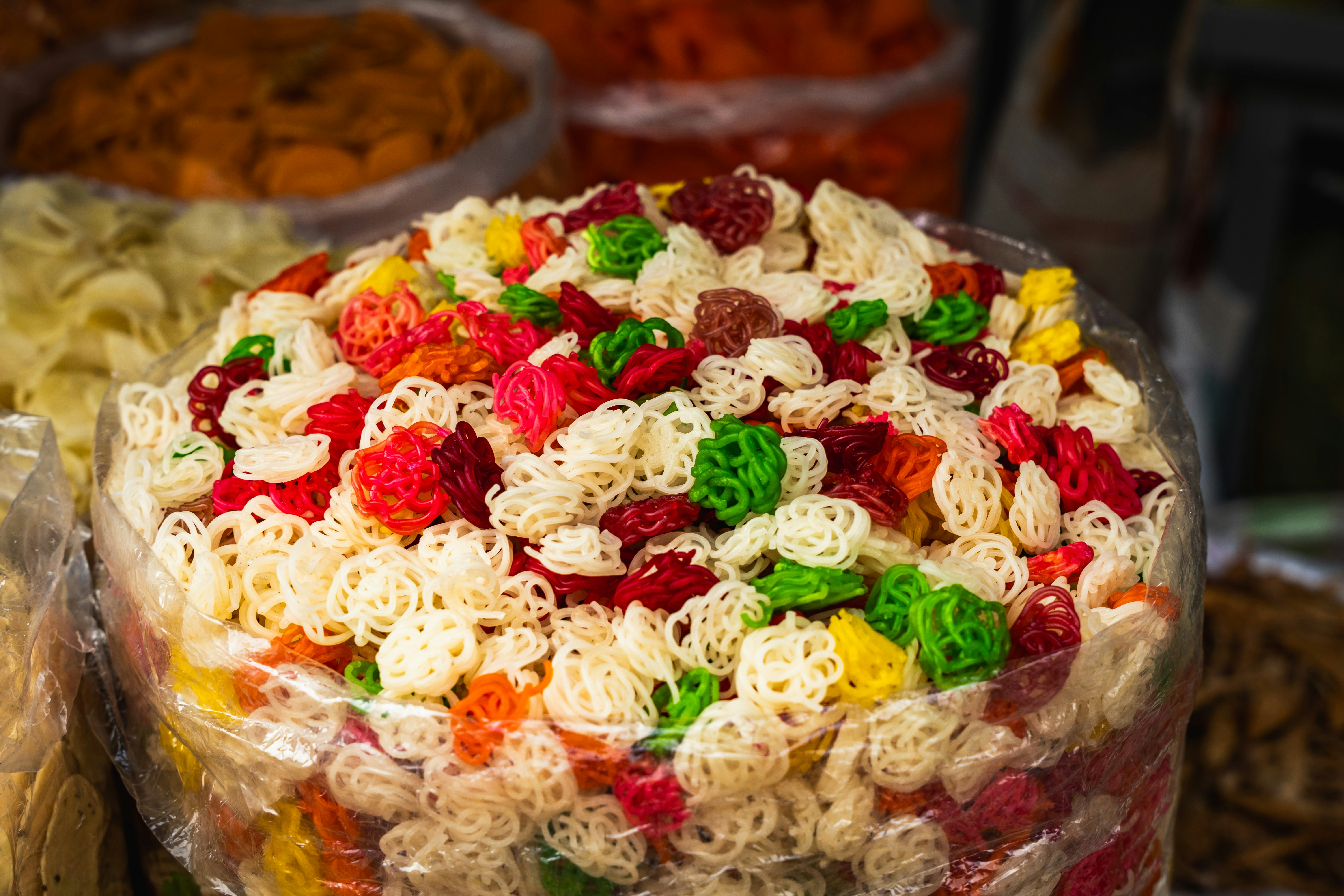 Color Wheel of Crunch: A Cake-Sized Bowl of Toy Noodles