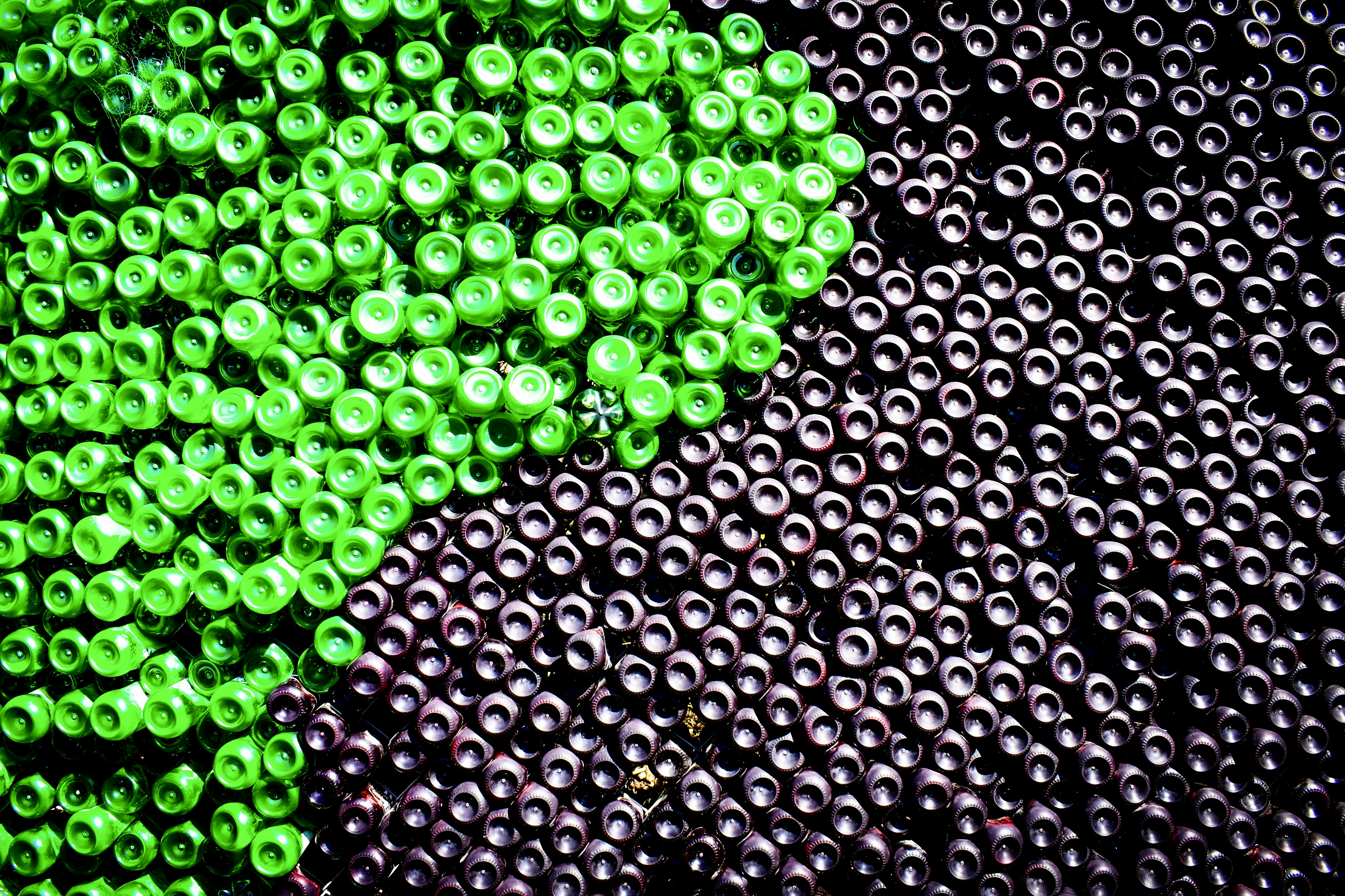 Green and Silver Bead Mosaic: Amacro Study in Color Contrast