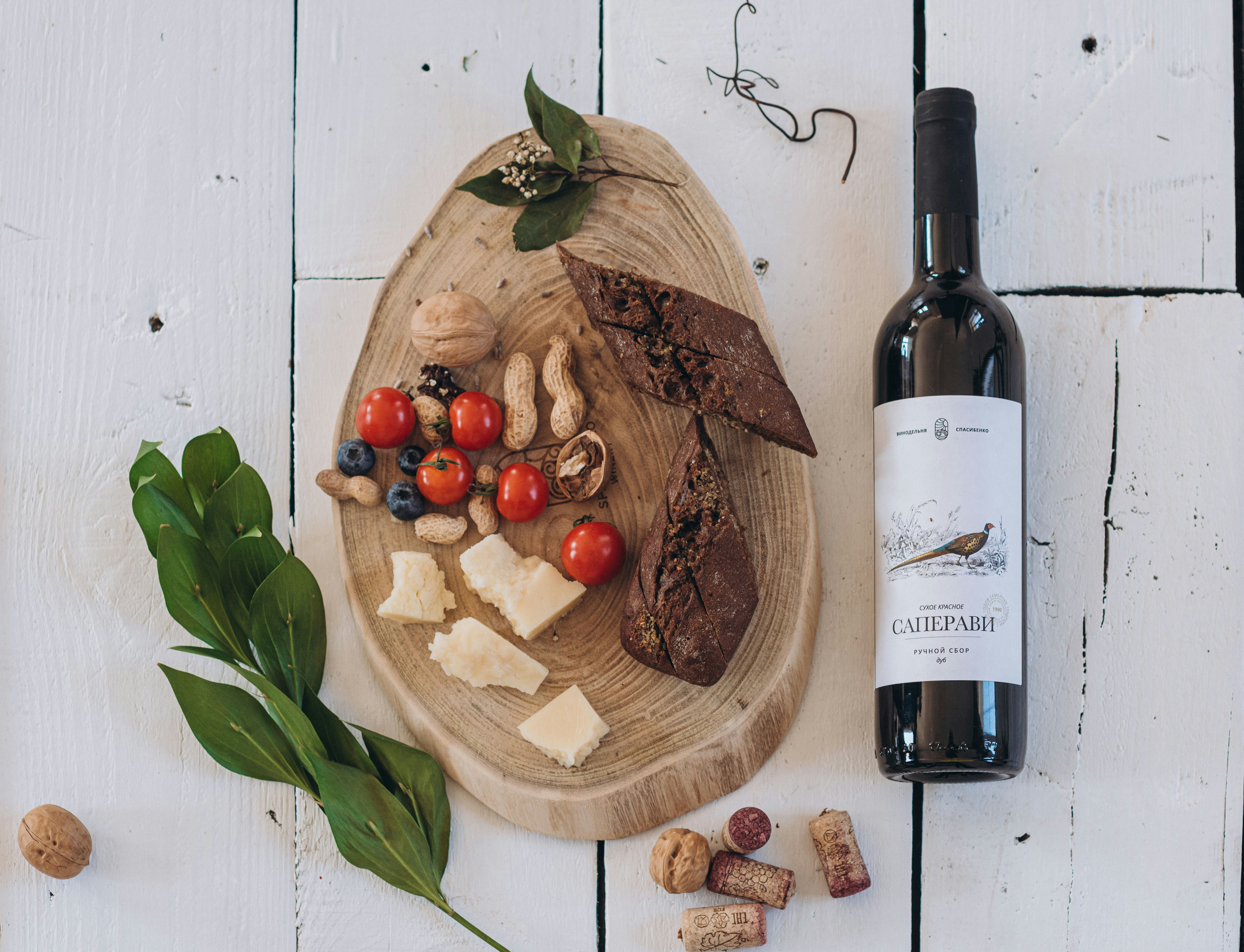 Wine and Woodboard: A Rustic Charcuterie Scene