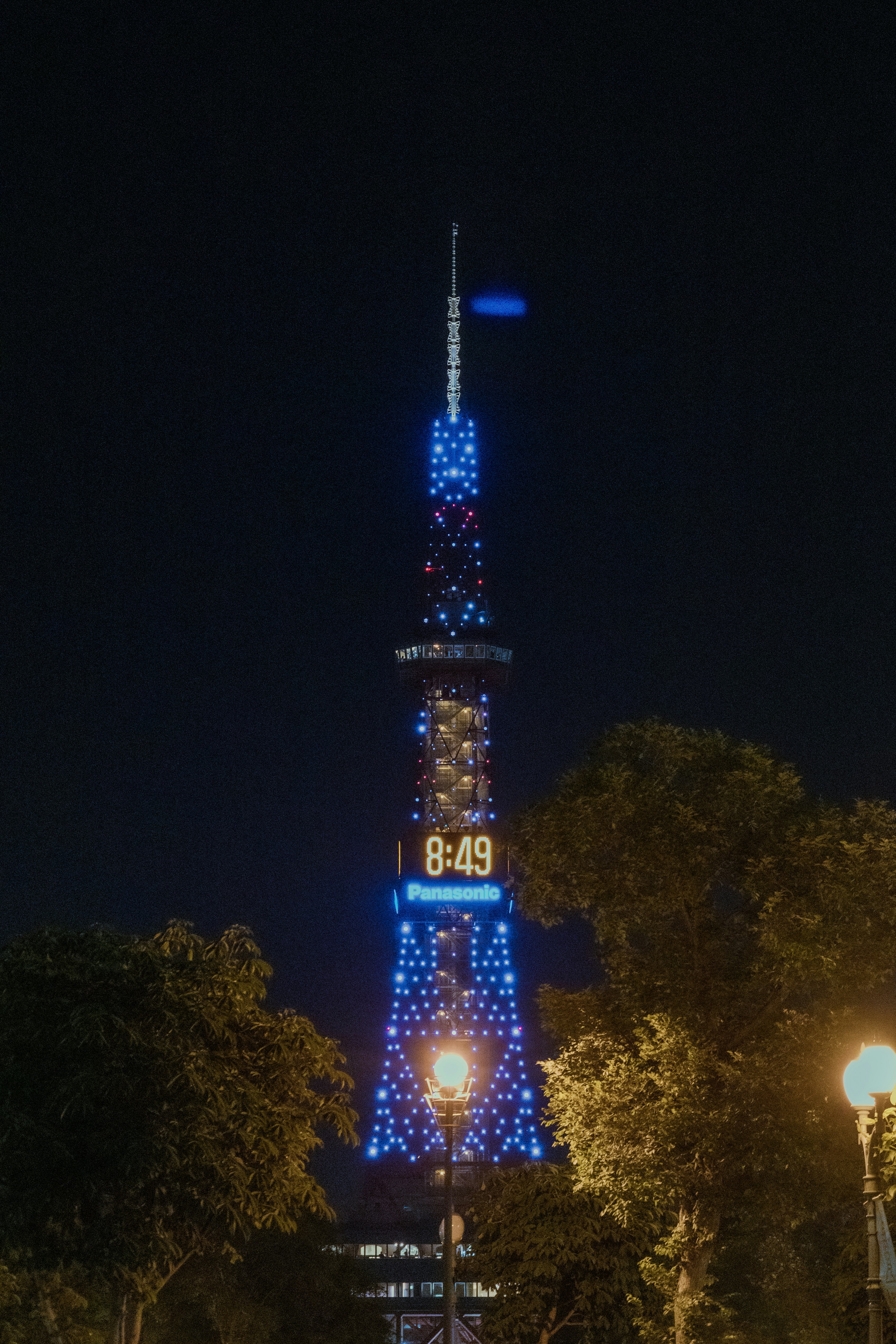 Night Tower in Neon Blues
