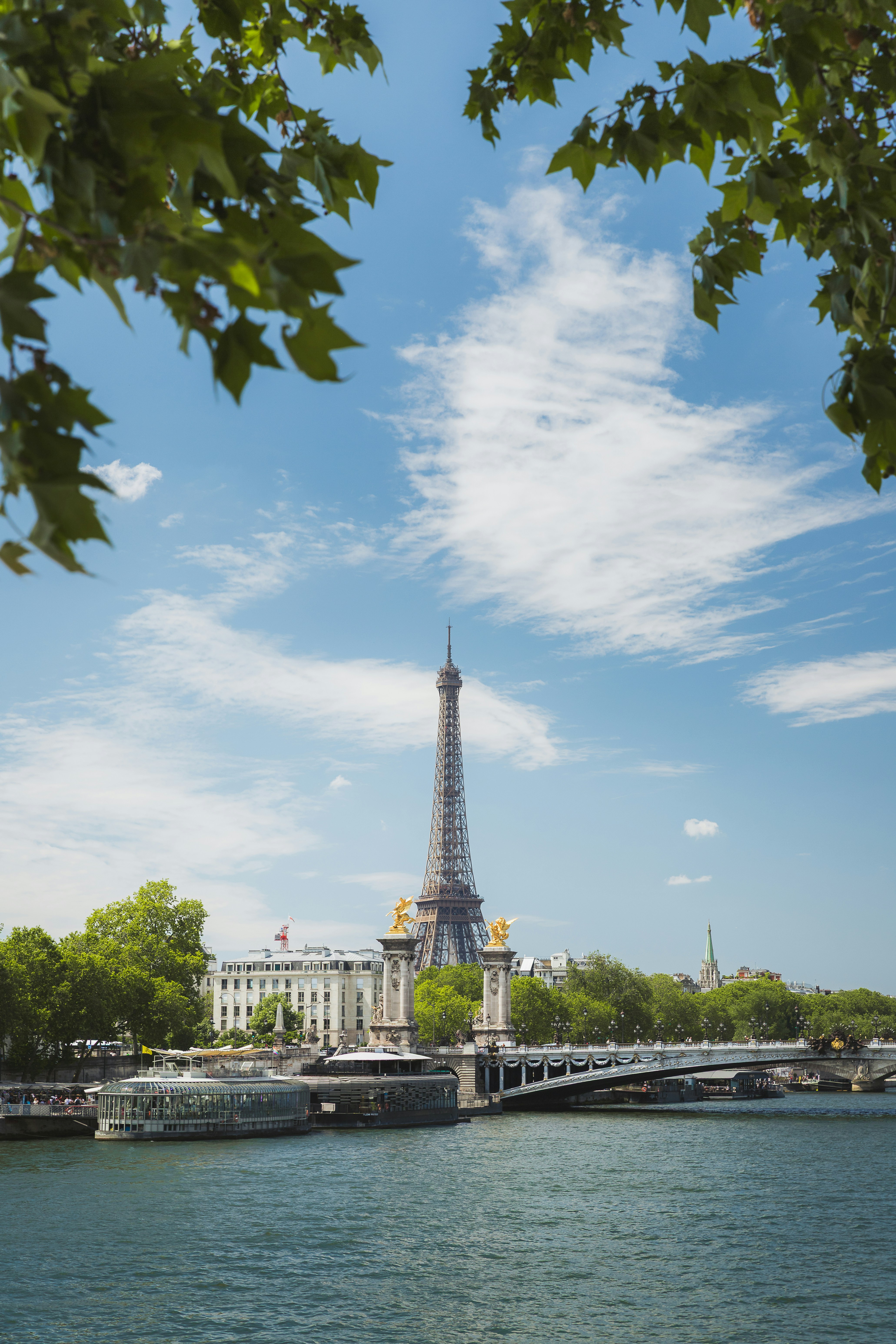 Eiffel Tower Amid the Seine: A Sky-Opened View from Tuileries