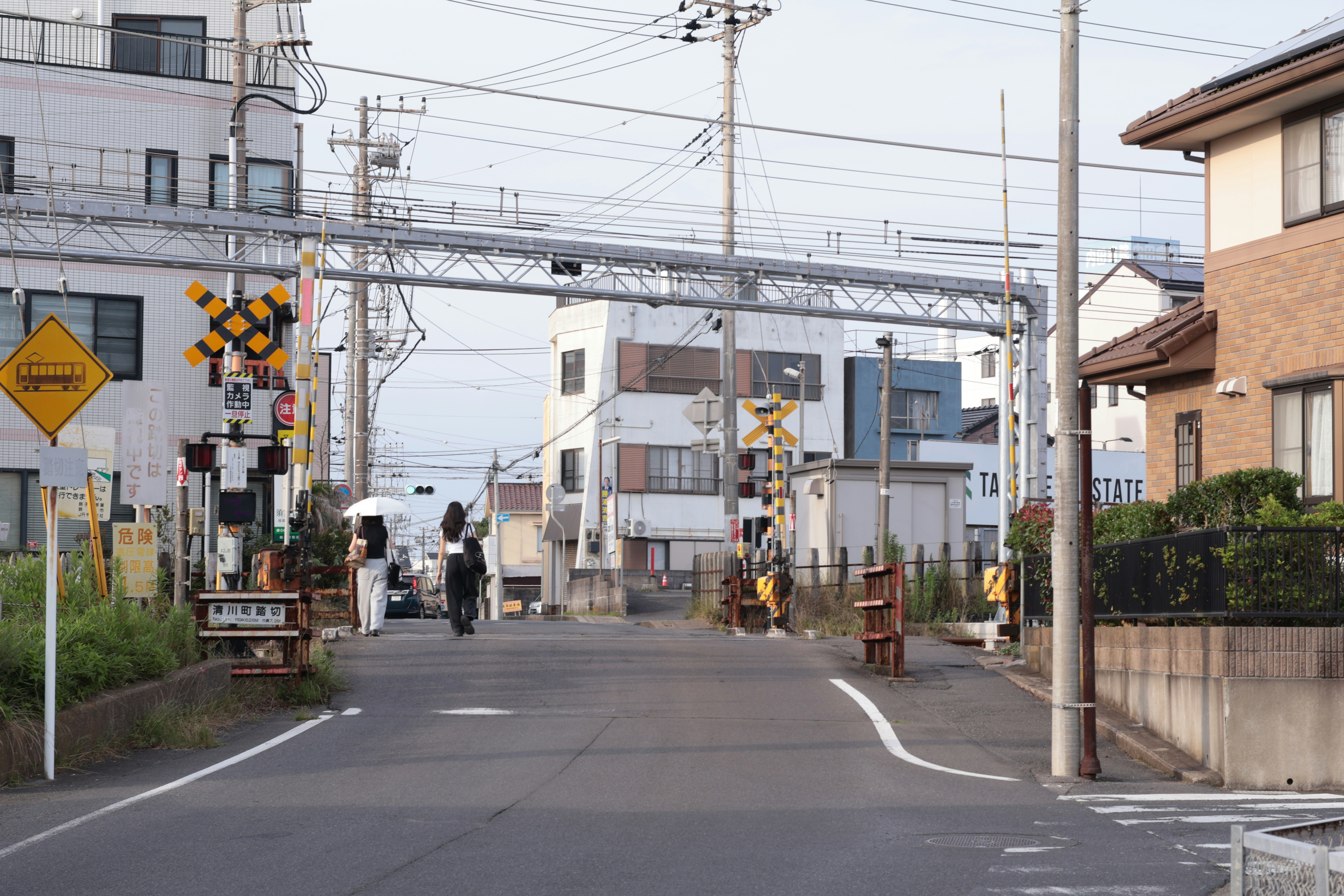 Railway Crossing into a Quiet Town