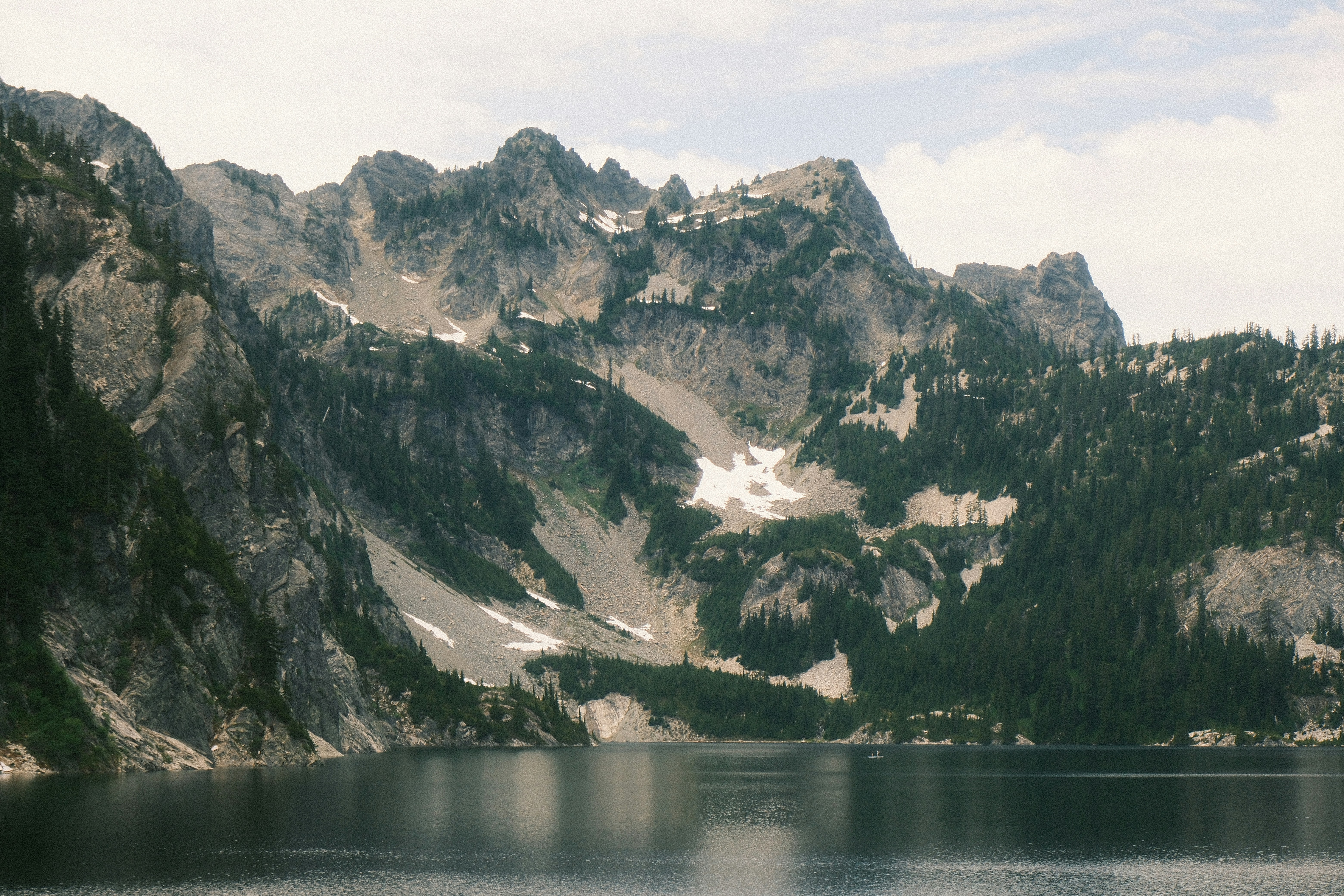 Tranquil Tarn Under Rugged Peaks