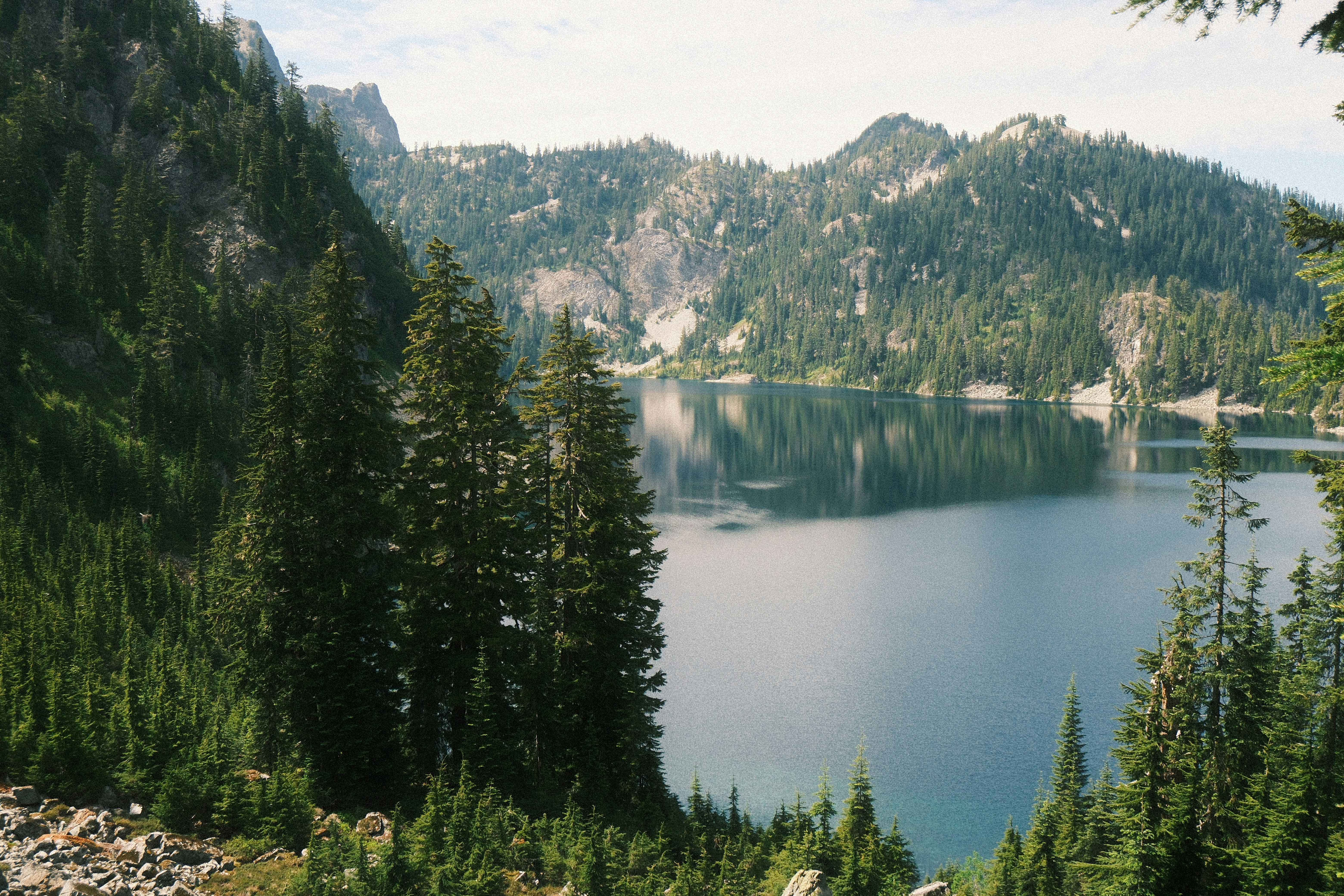 Emerald Mirror: A Cedar-forested Lake Surrounded by Peaks