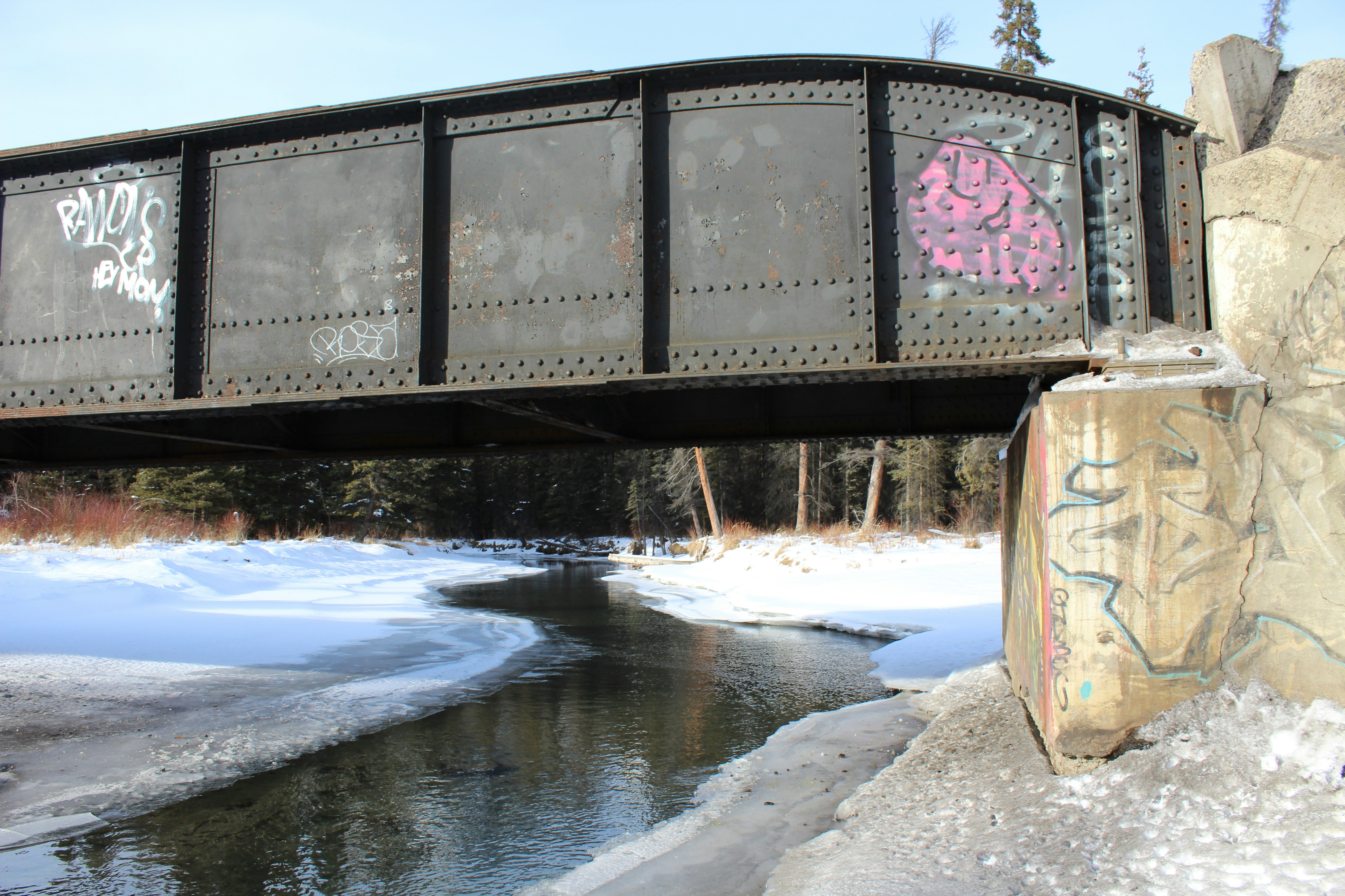 Graffiti Bridge Over a Wintered Stream