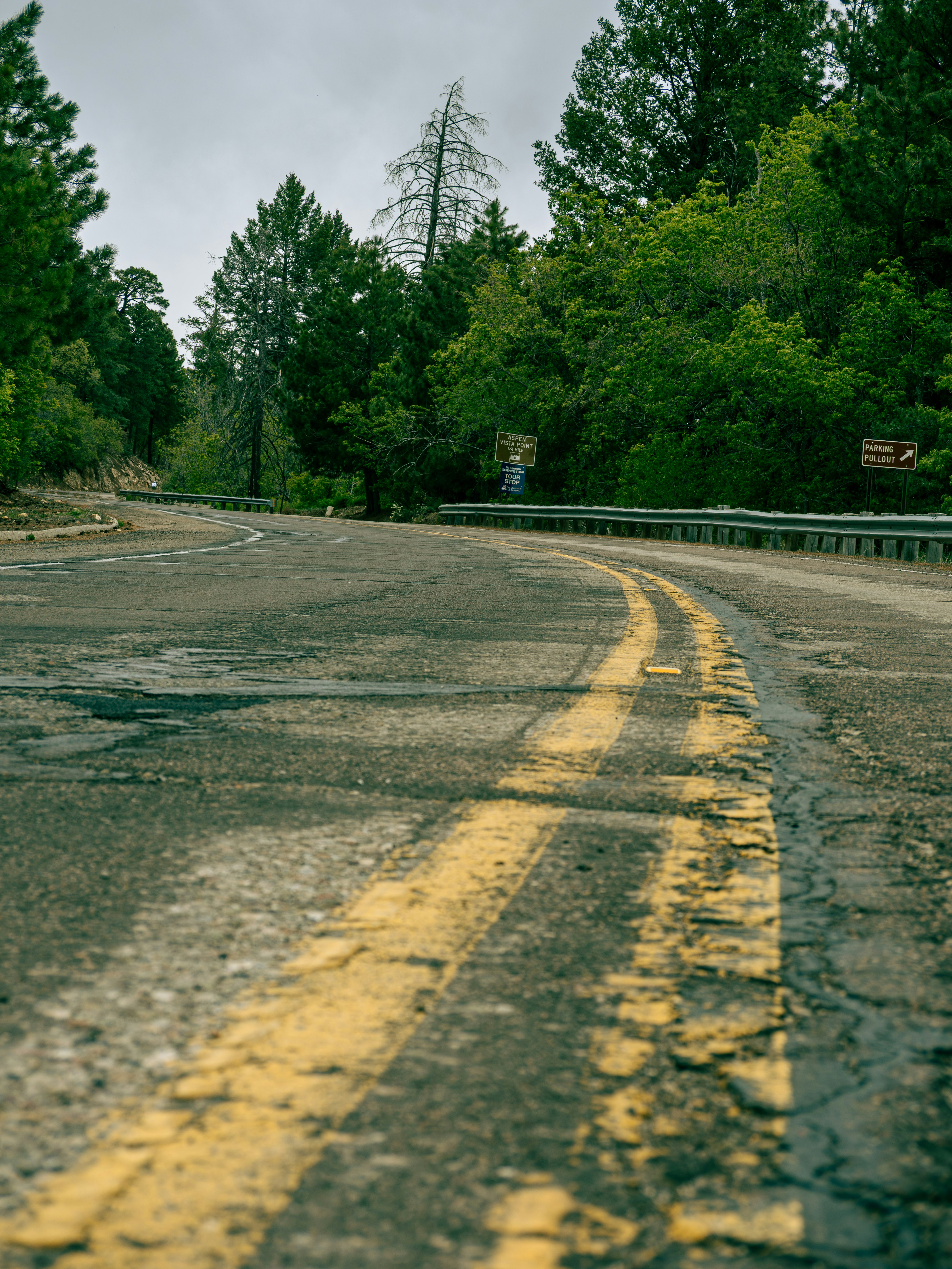 Winding Mountain Road: A Weathered Asphalt Bend