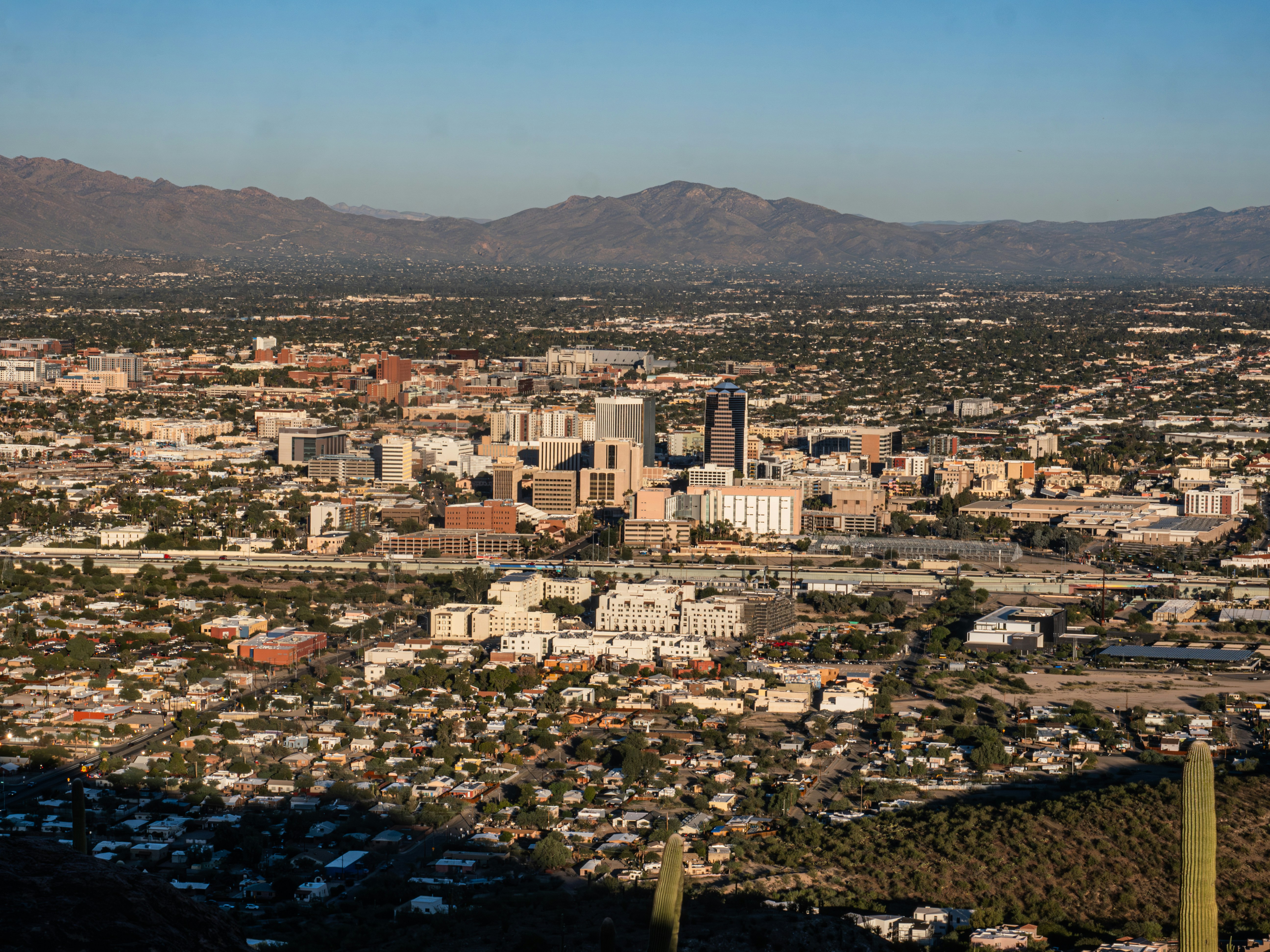 Desert Cityscape at Elevation: Downtown Core Basks in Golden Hour