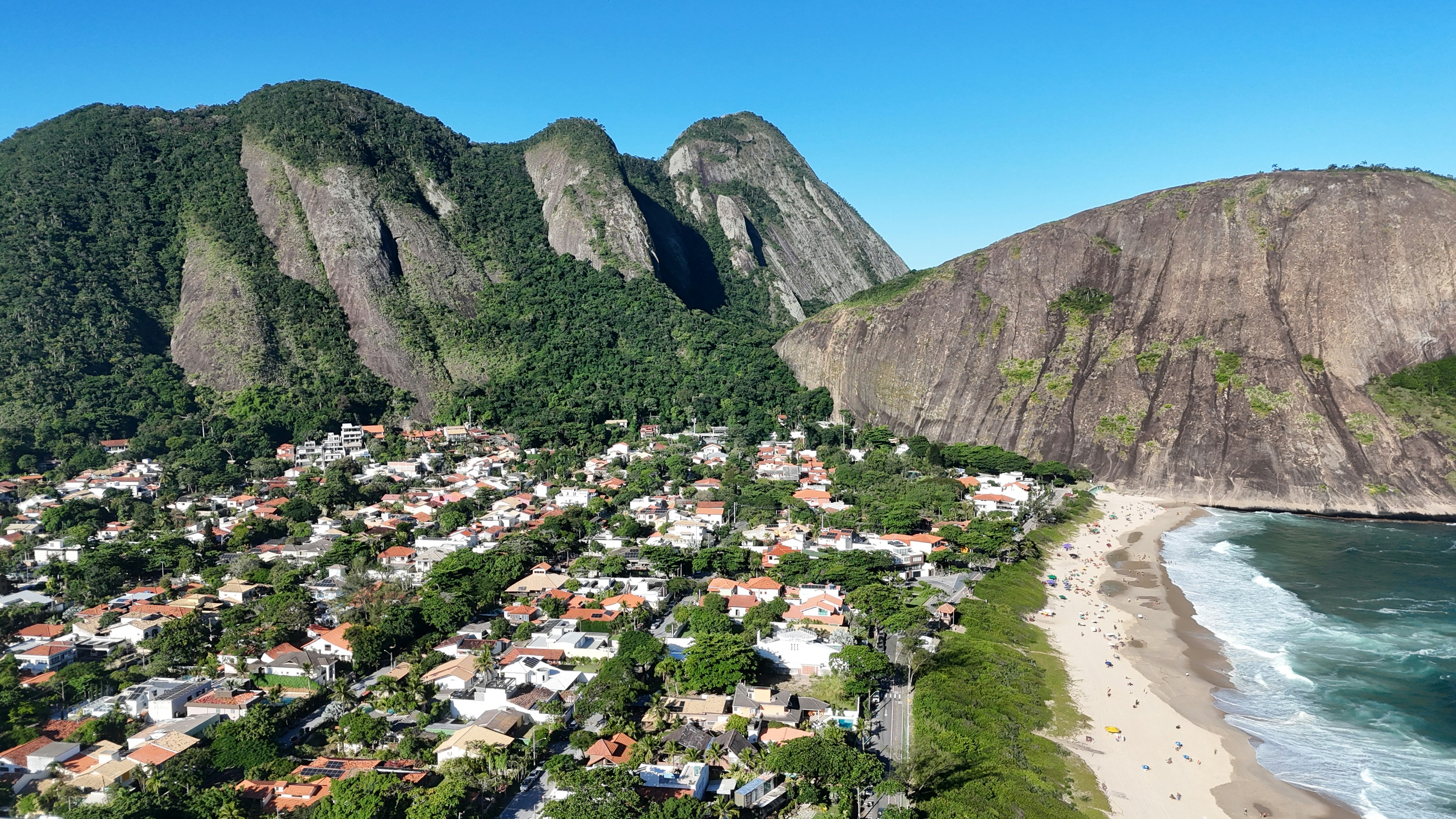 Terraced Village at the Foot of Granite Peaks