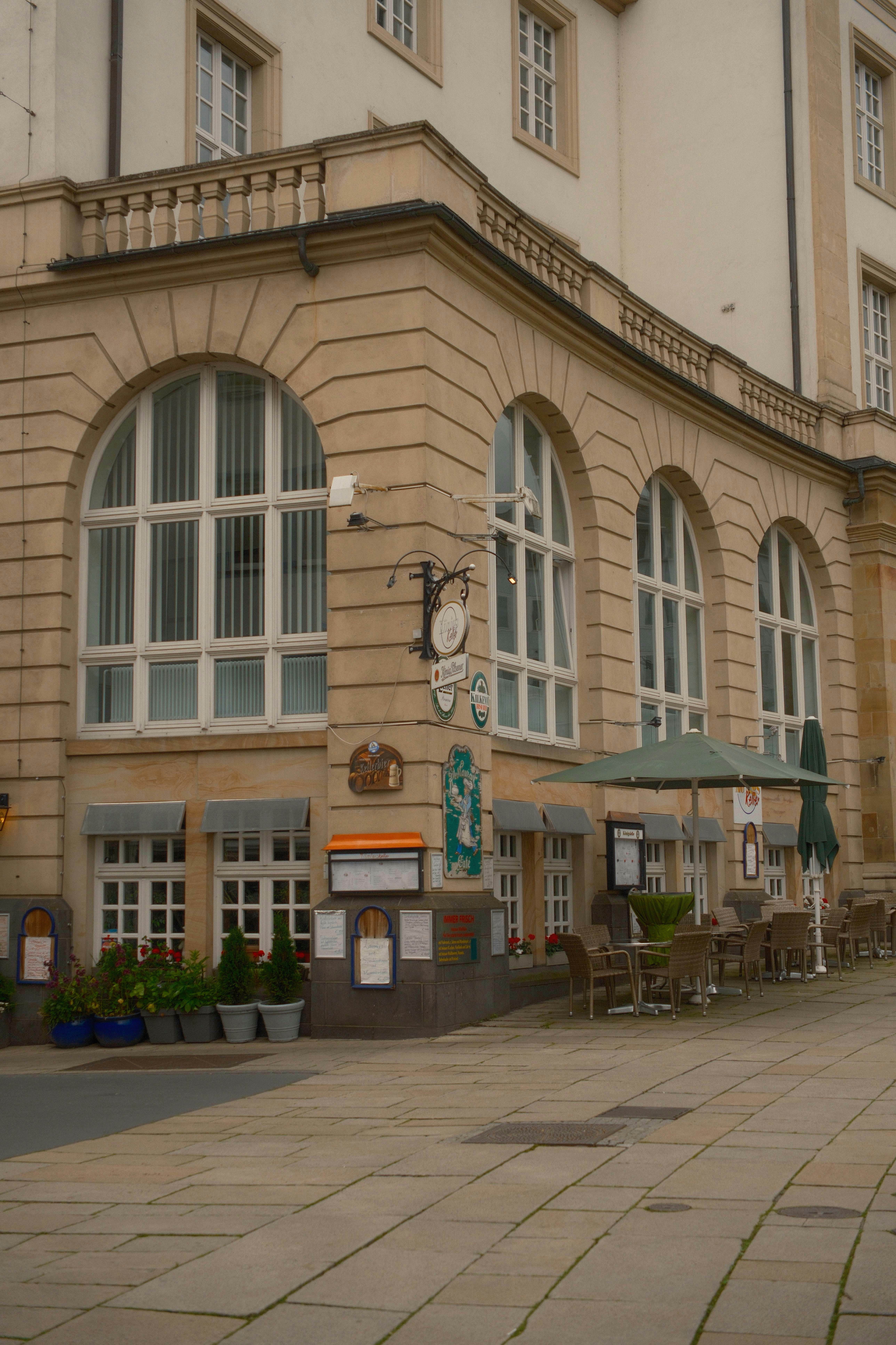 Cafe Corner on a Historic Brick Facade