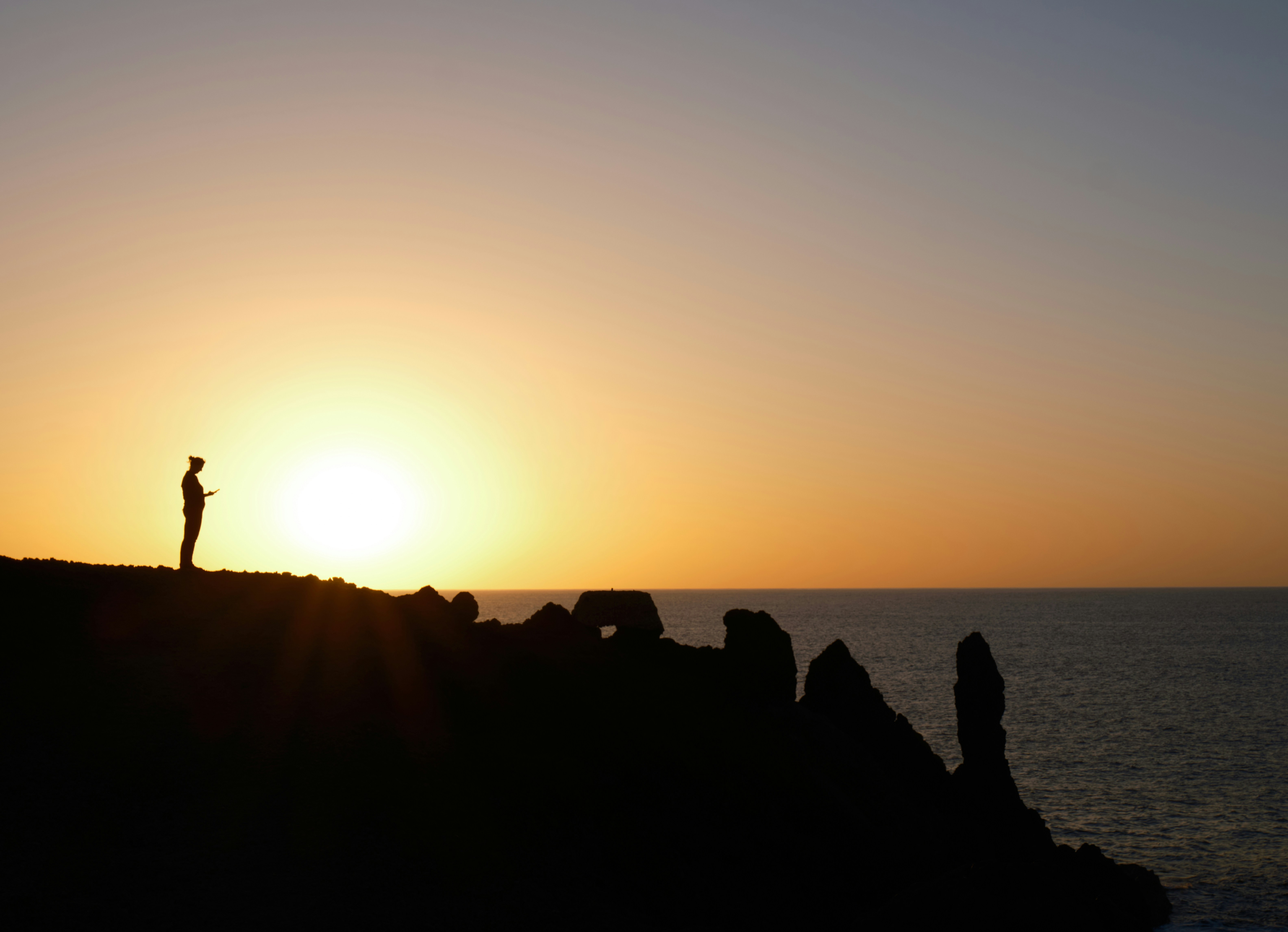 Sunlit Silhouette at the Edge of Day