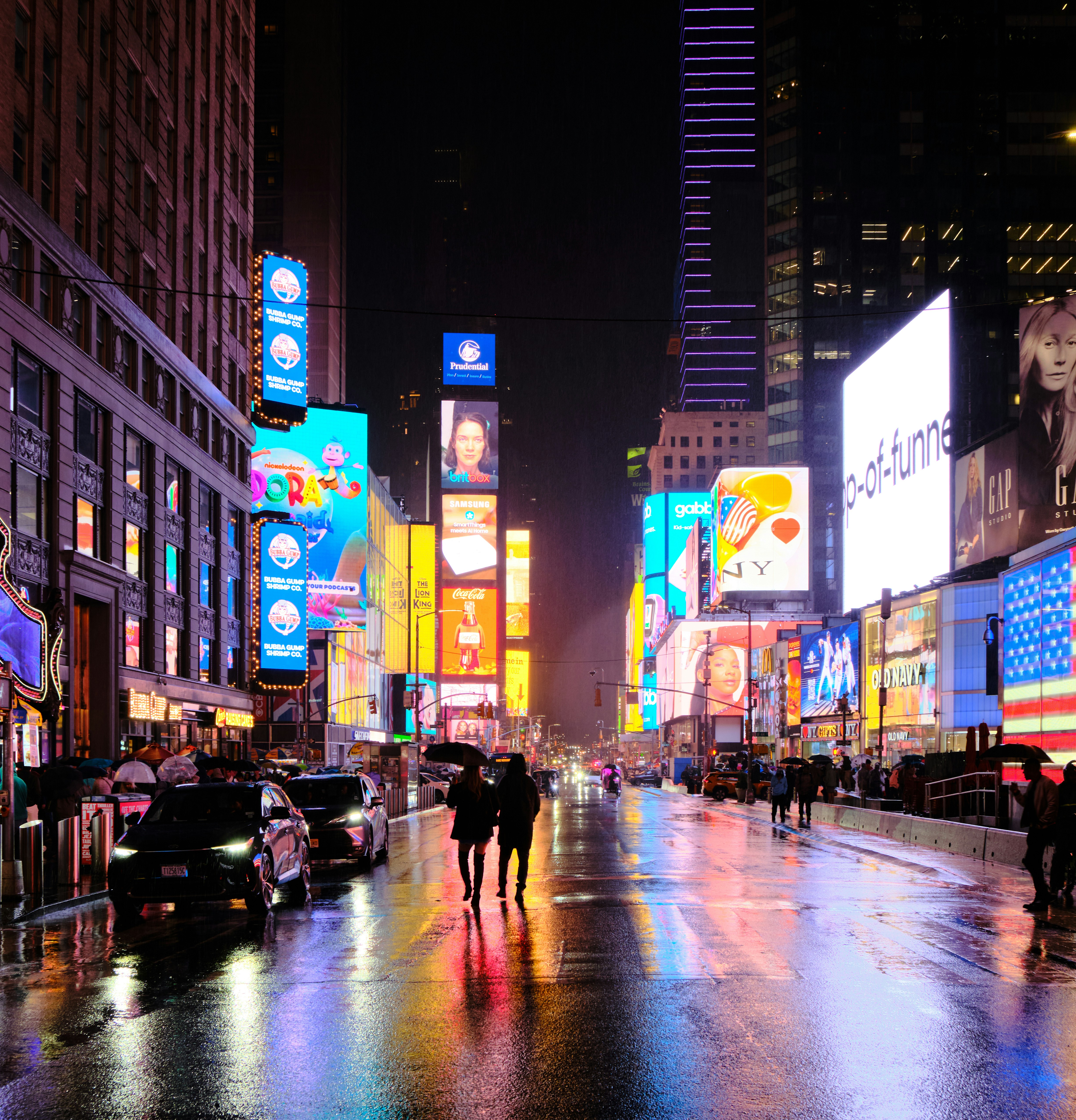 Neon Rain: Times Square at Midnight