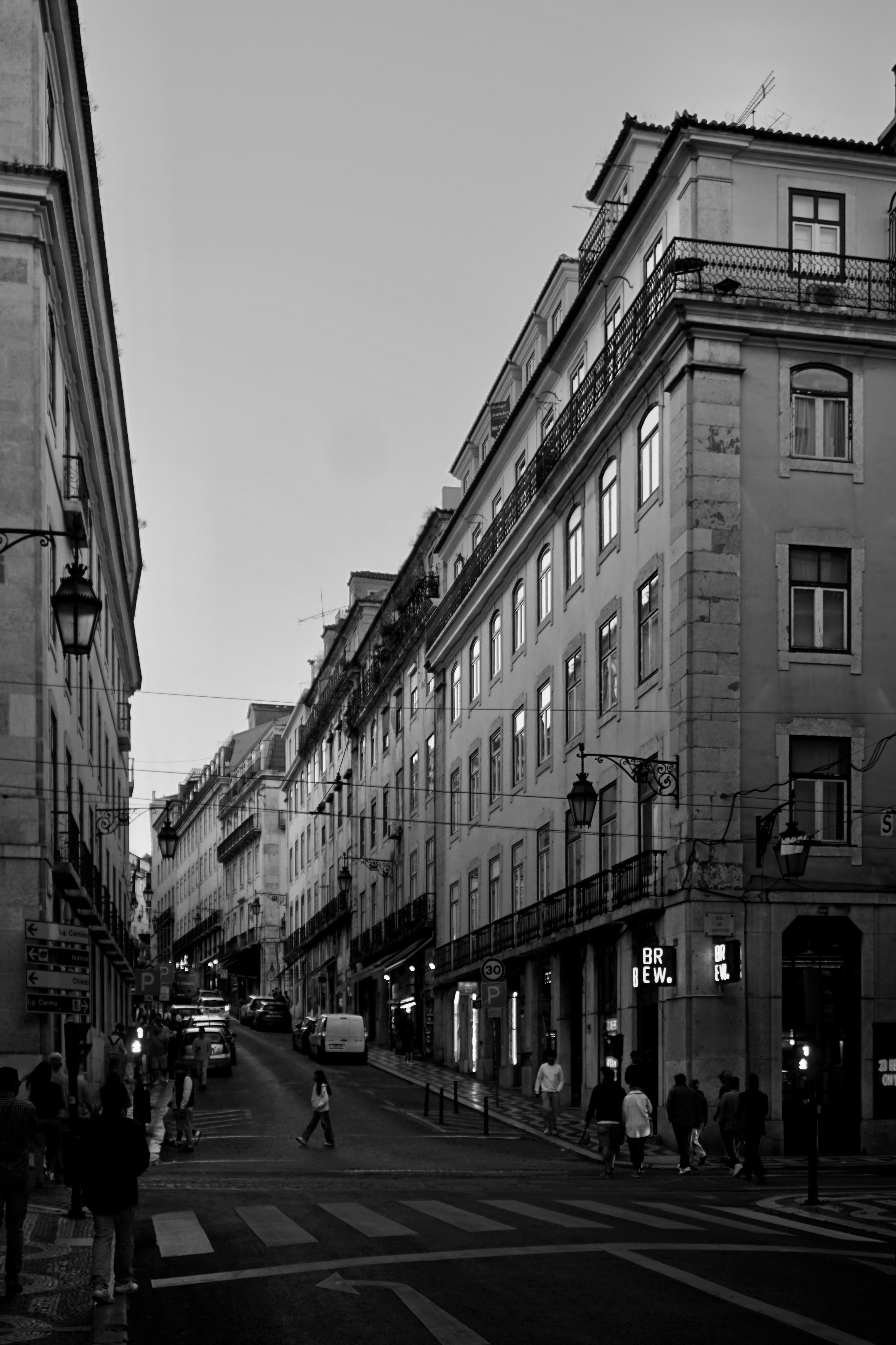 Urban Mosaic: A Quiet Evening Along a European Street