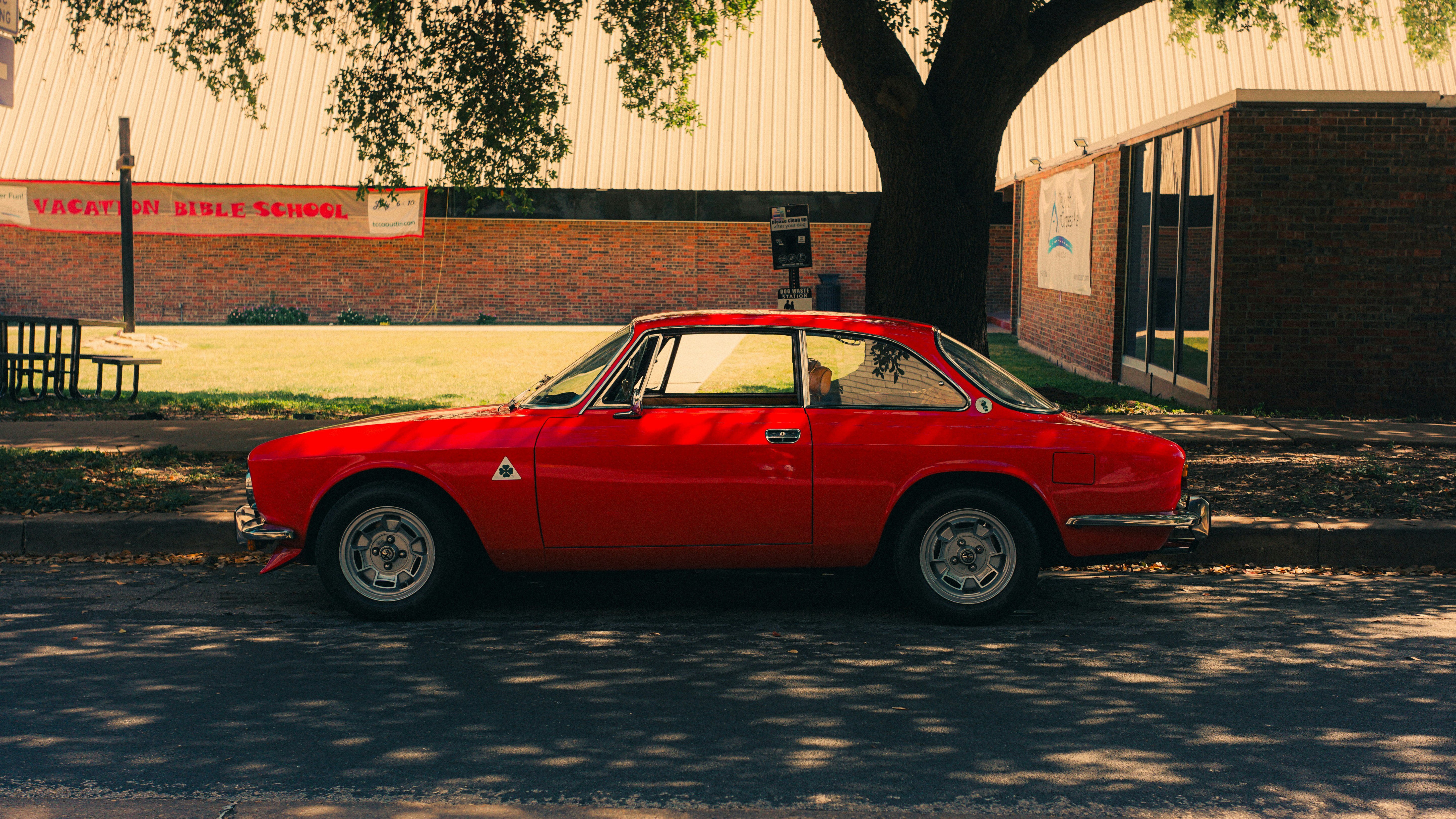 Red Classic on a Quiet Suburban Street