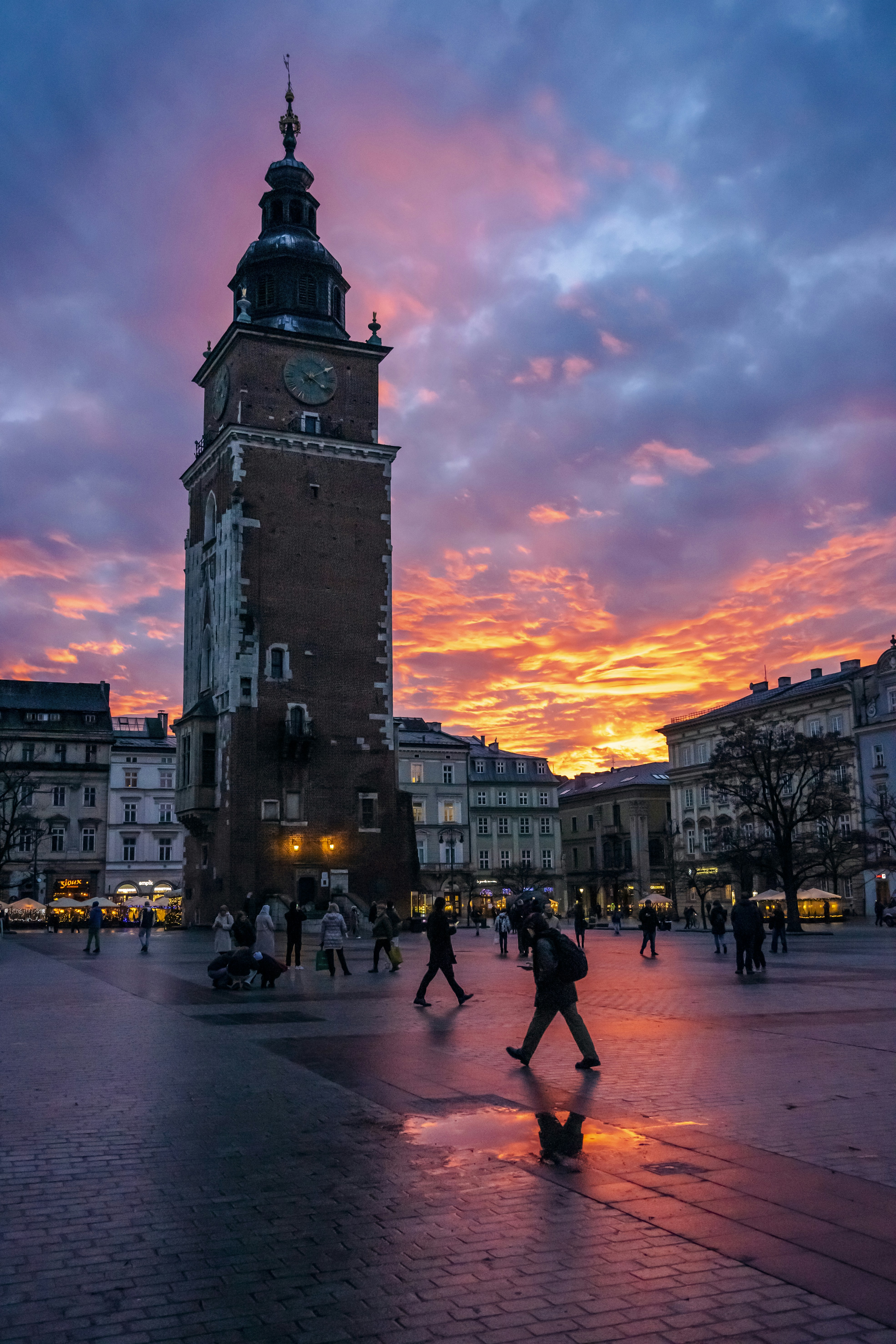 Rising Sun over the Clock Tower Square