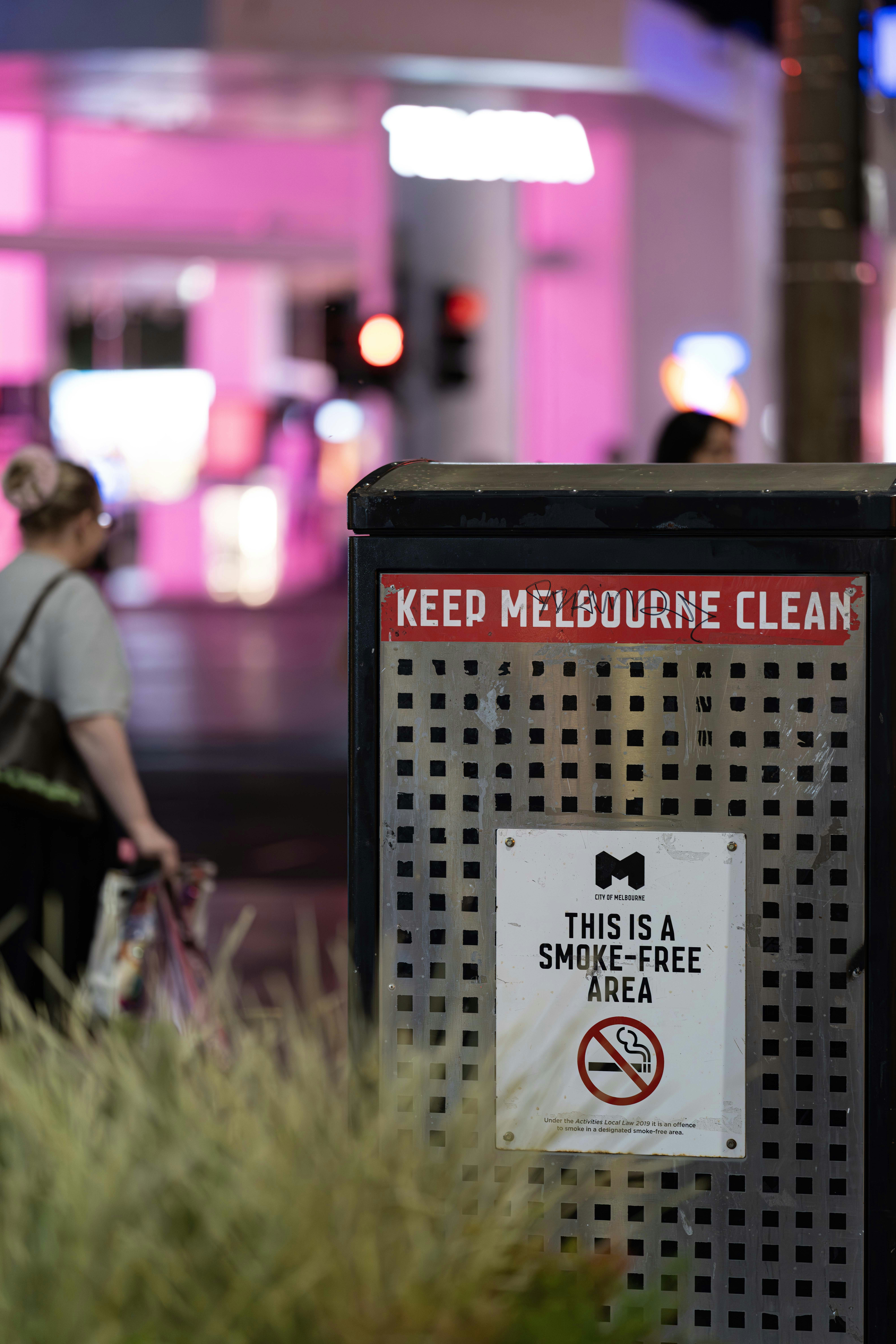 Neon Night near the Smoke-Free Metro Box