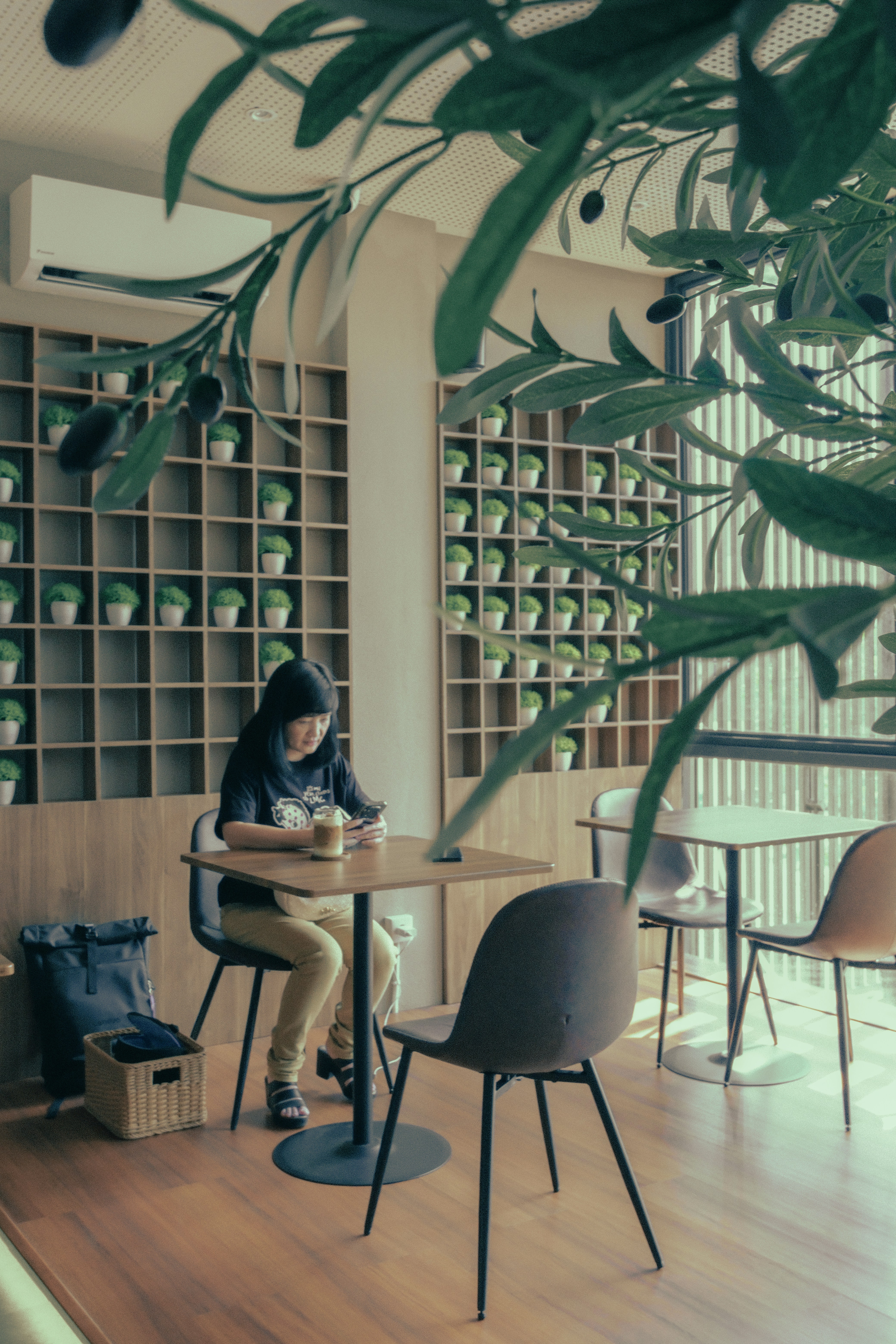 Quiet Study Nook Beneath a Green Corridor