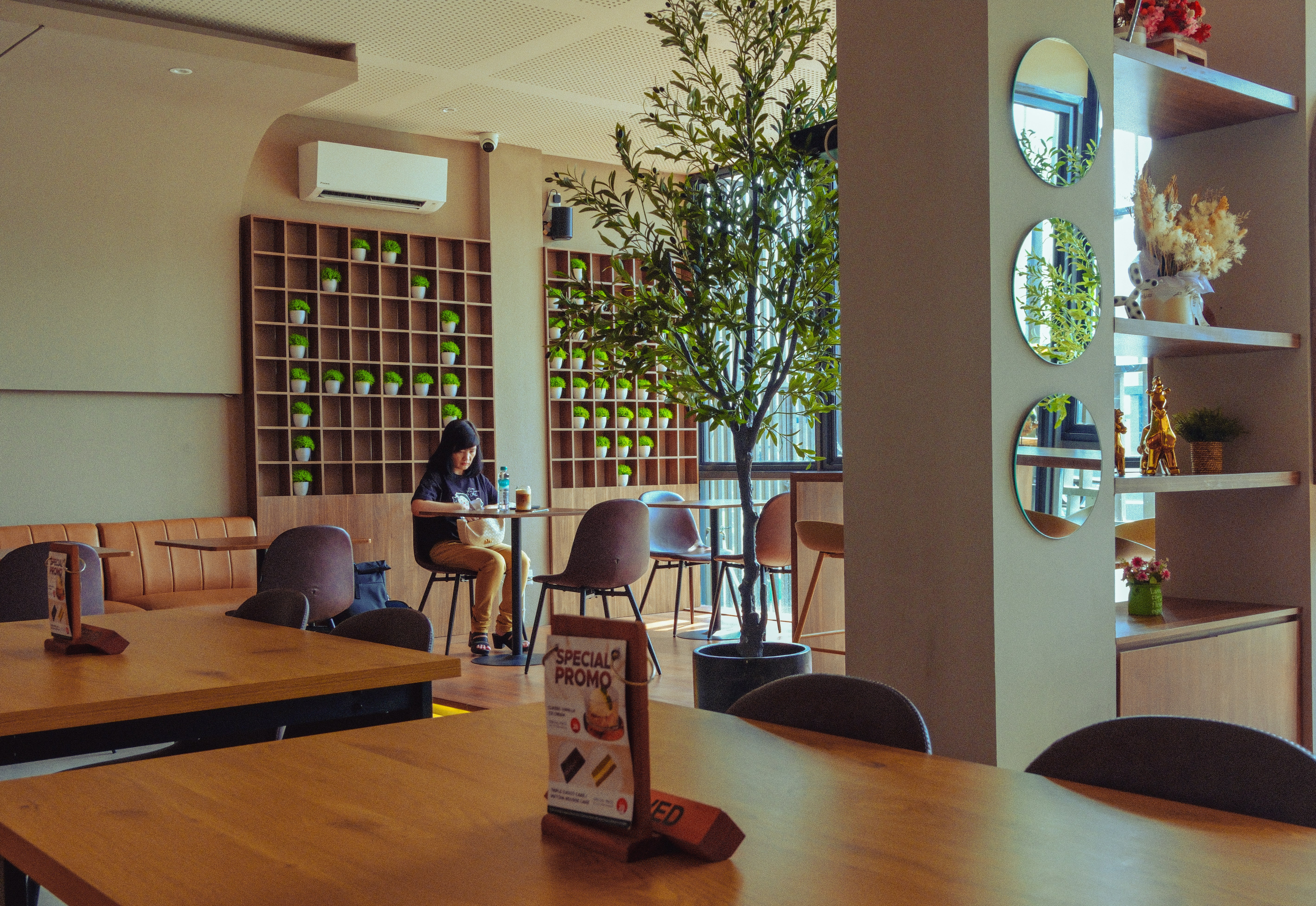 Sunlit Café Nook with a Quiet Reader