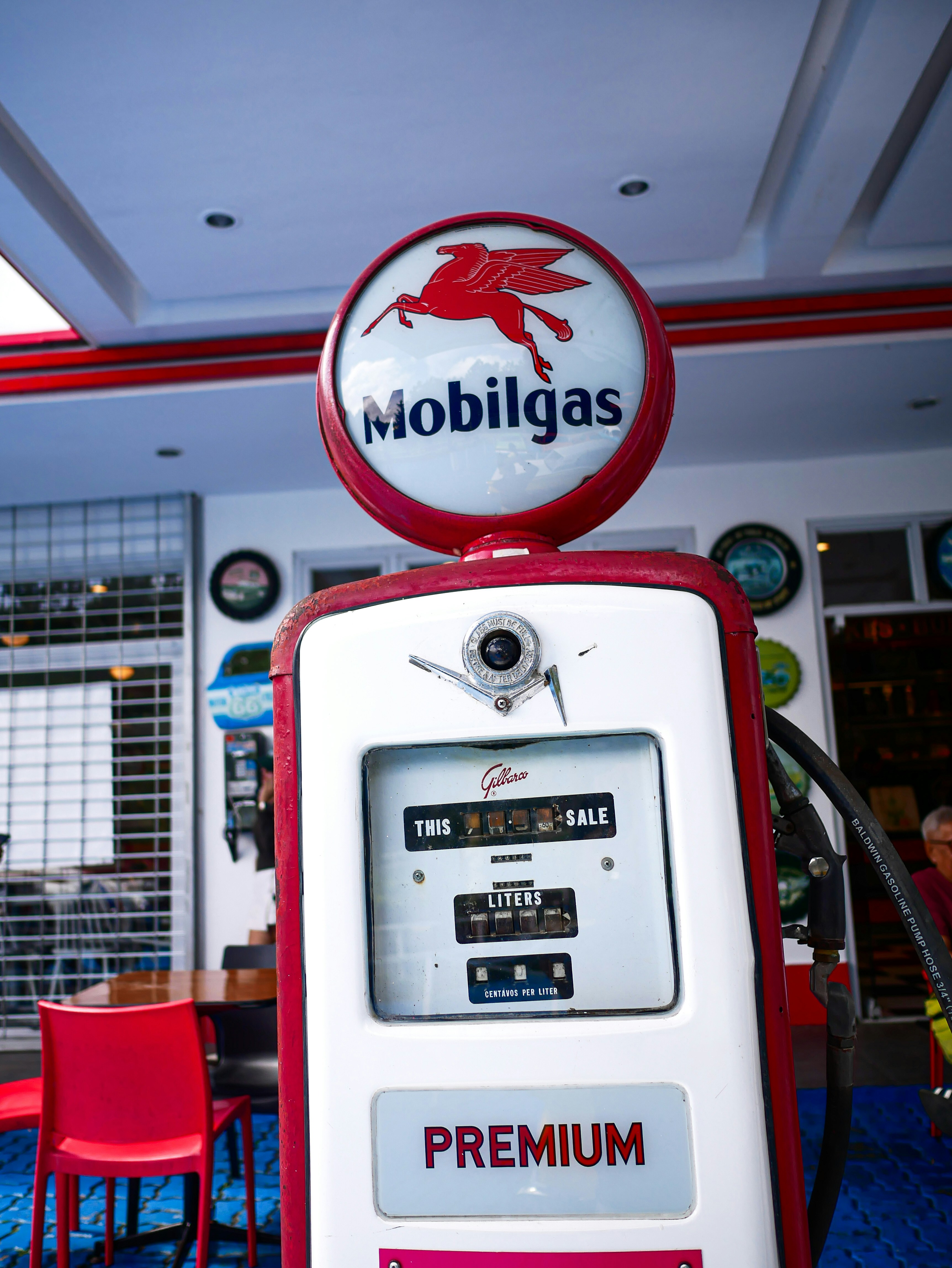 Retro Fueling Nostalgia: A Mobilgas Pump Hero in Red