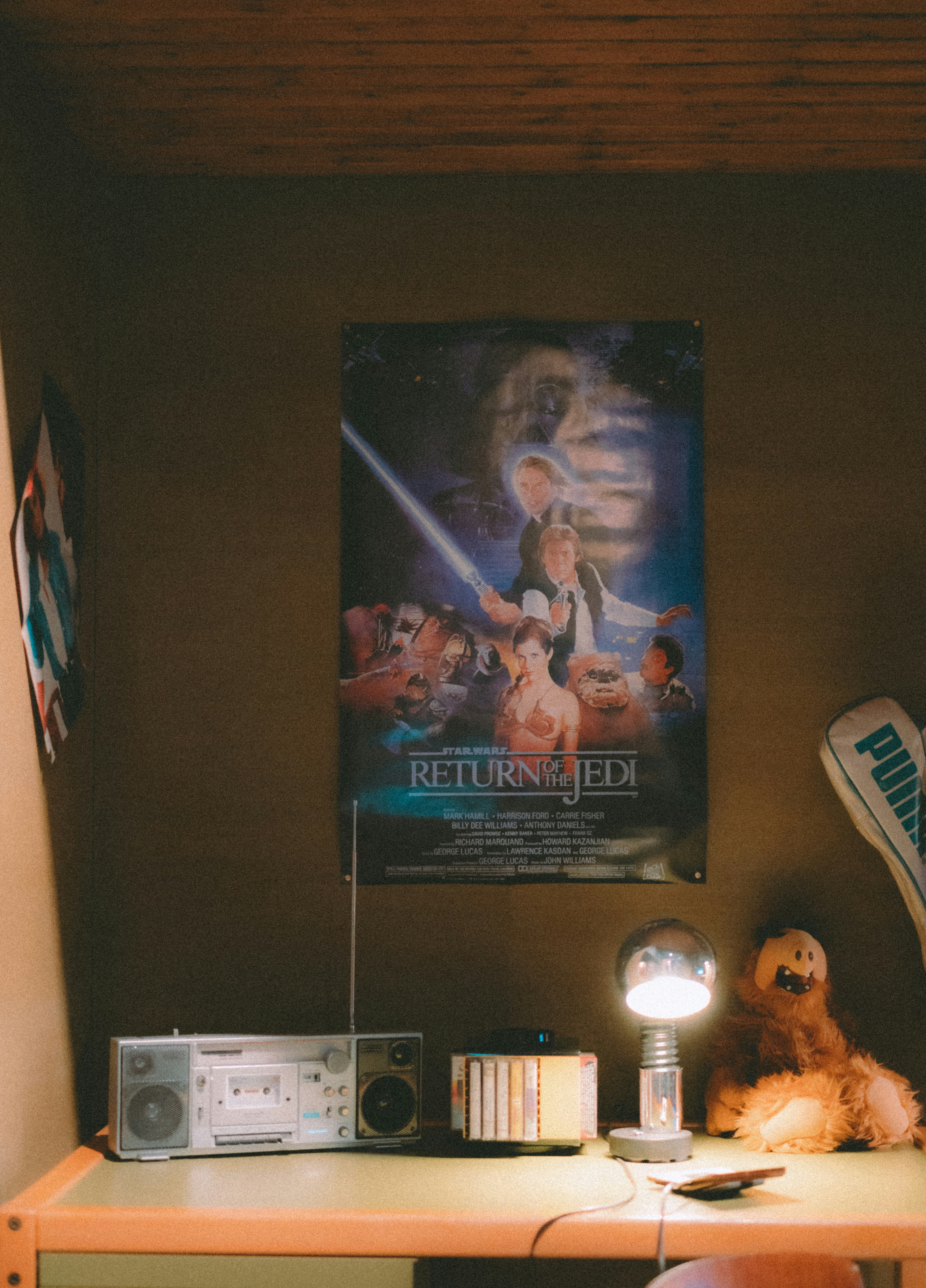 Midnight Nerd Den: Star Wars Poster, Radio, and Stuffed Puppet by Lamplight