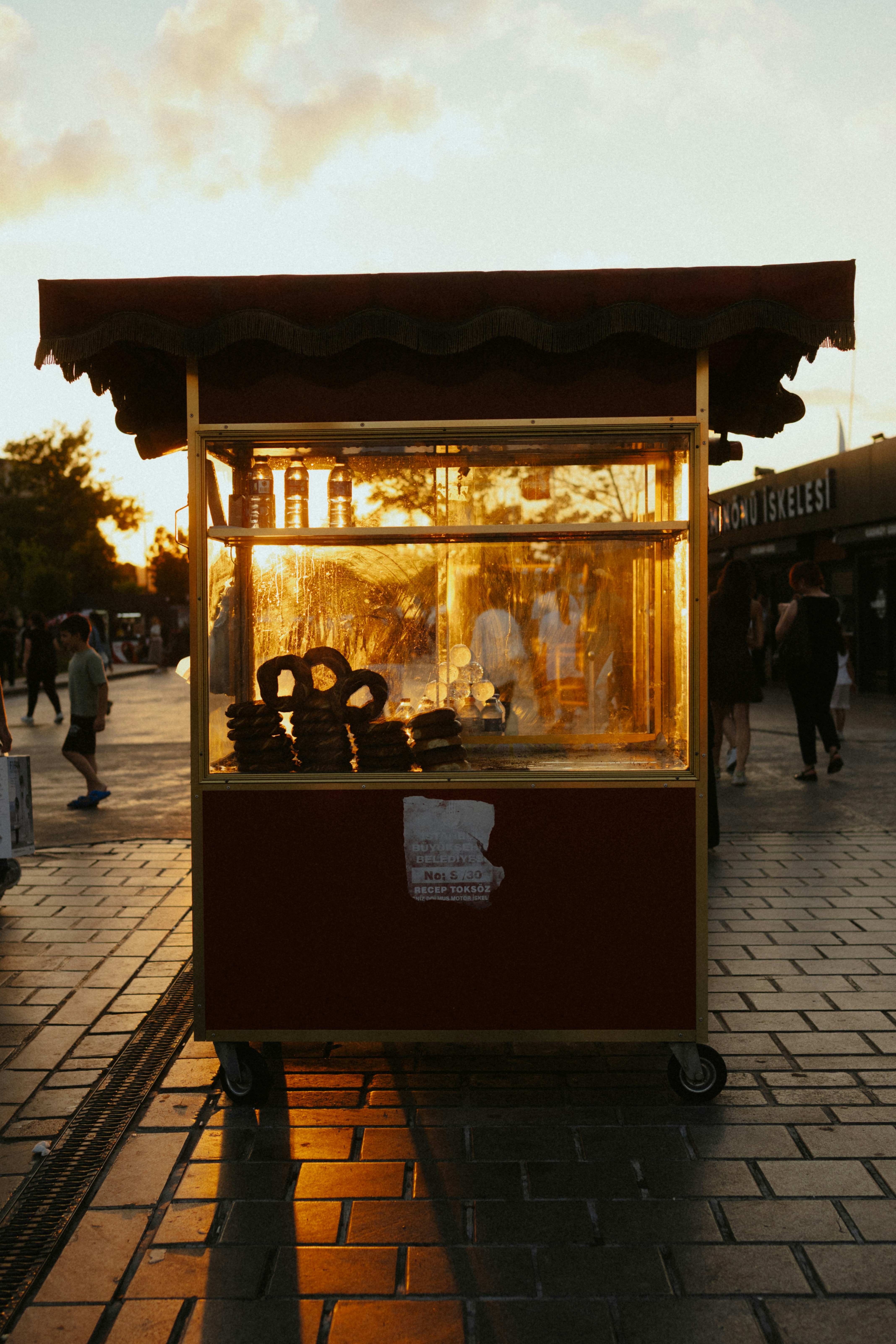 Golden Hour Kiosk: Doughnuts in the Sunset Light