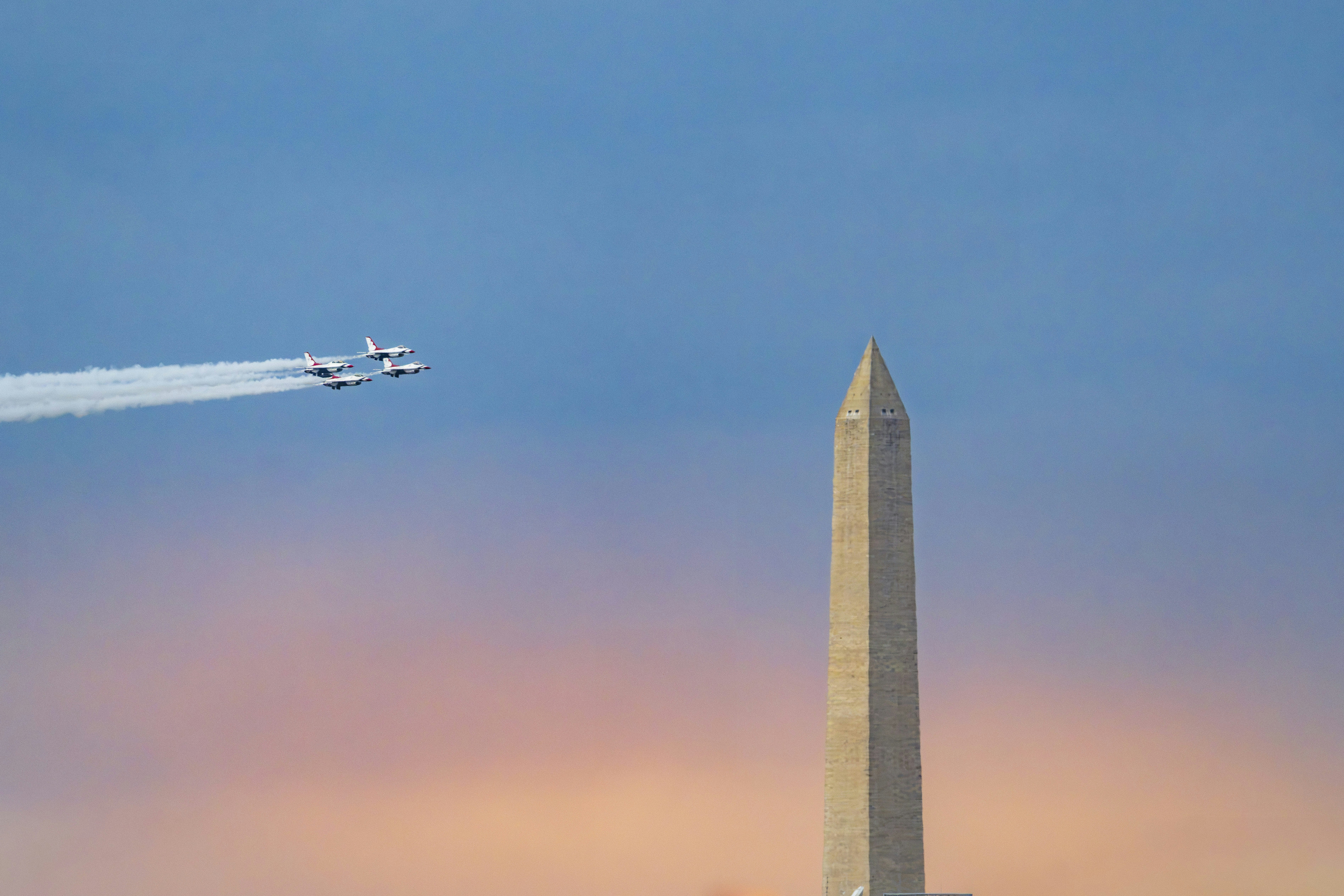 Skyline Duel: Twin Trails Over the Capitol