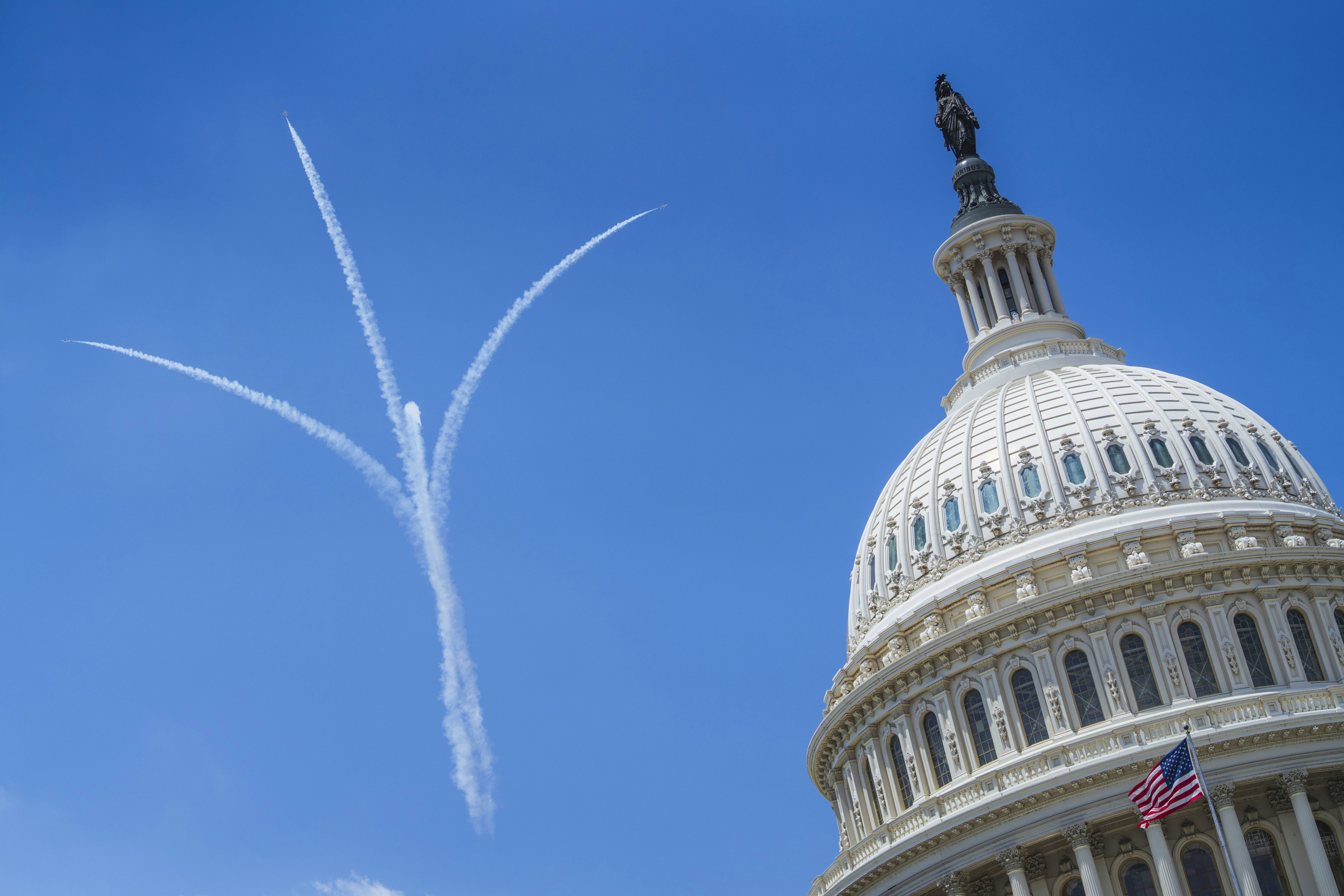 Blue Sky Over the Capitol: A Jet-Trace Scrape Past the Dome