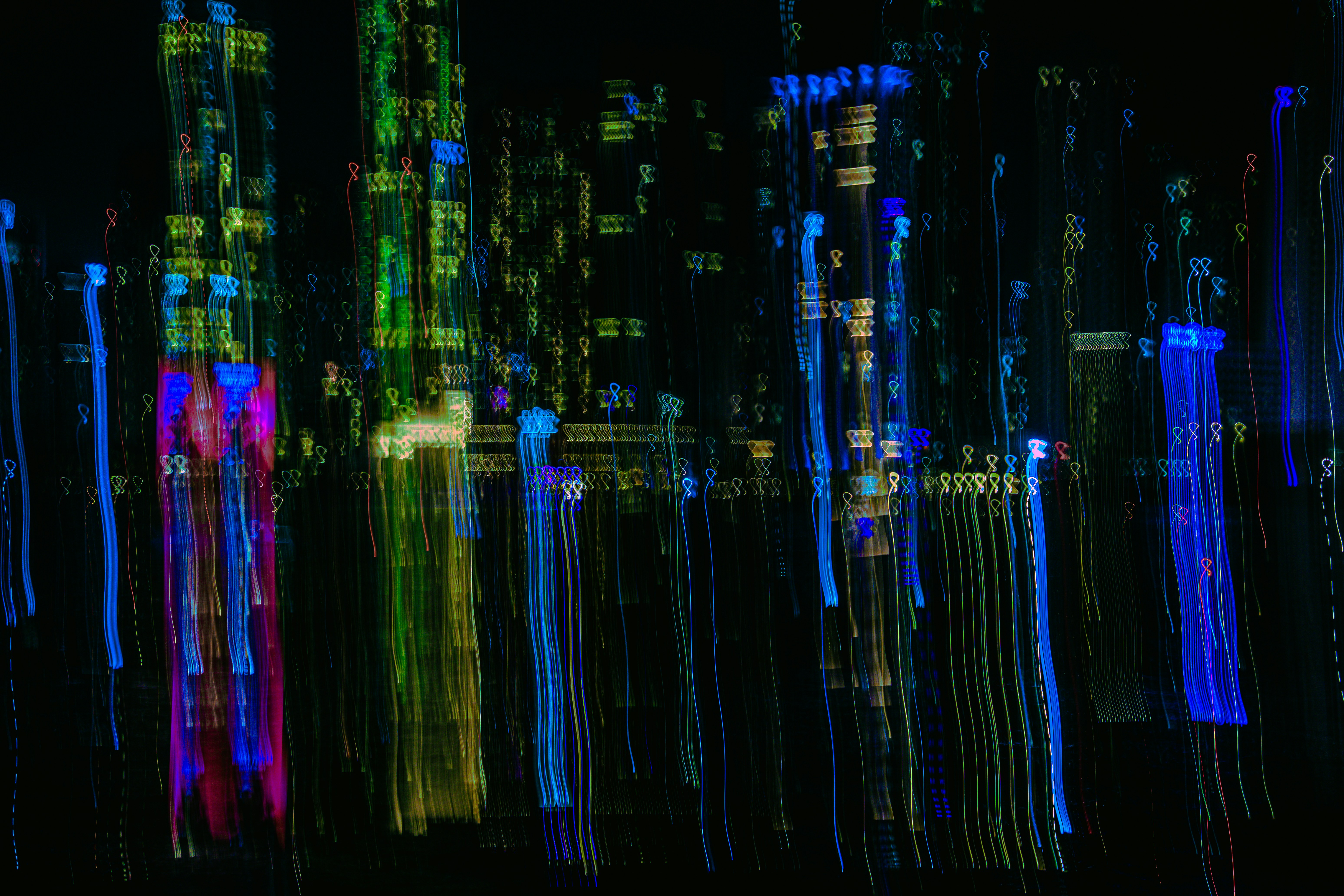 Neon Rain: City Light Trails in a Night Blur
