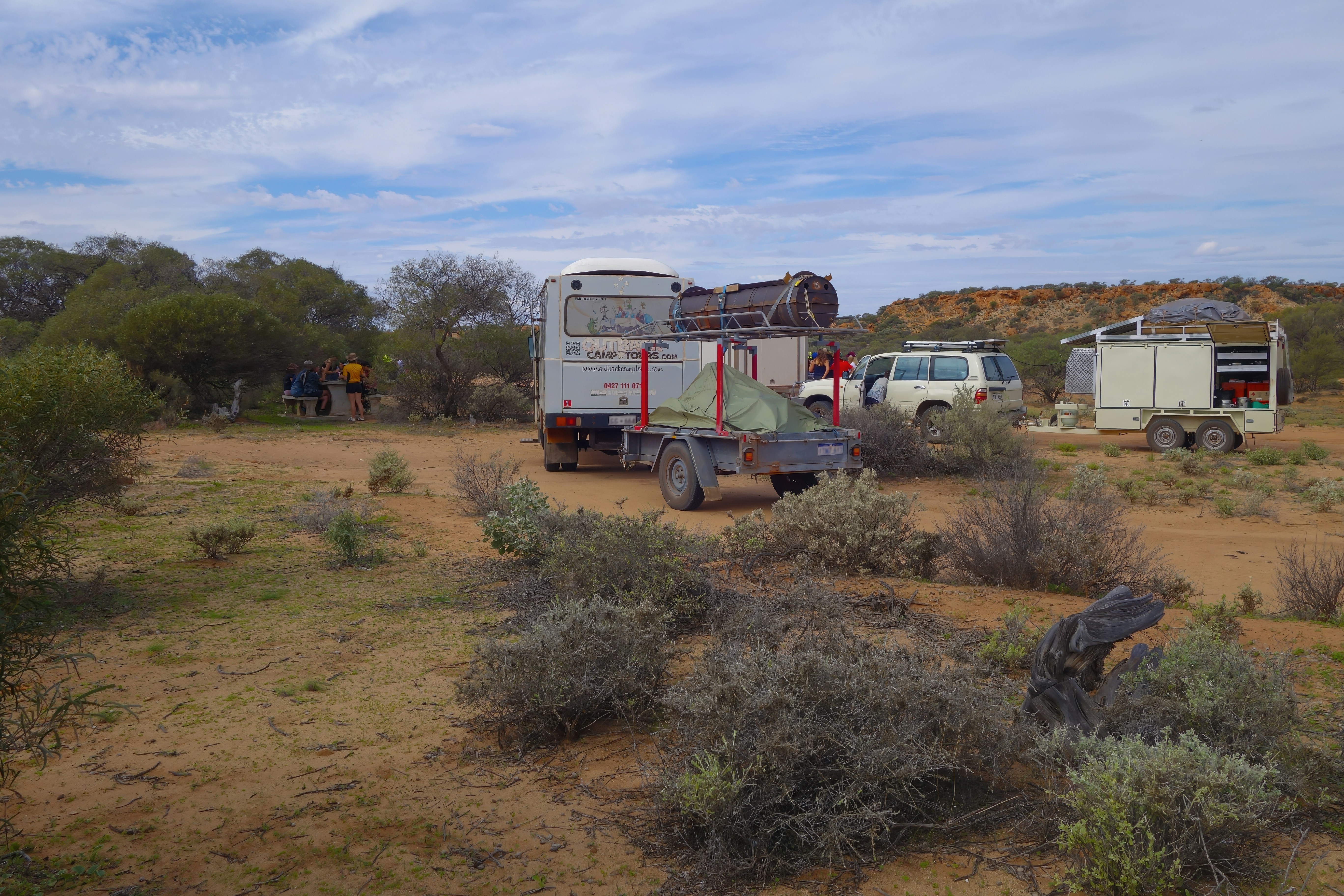 Desert Campground: Trailers, Gear, and a Quiet Horizon