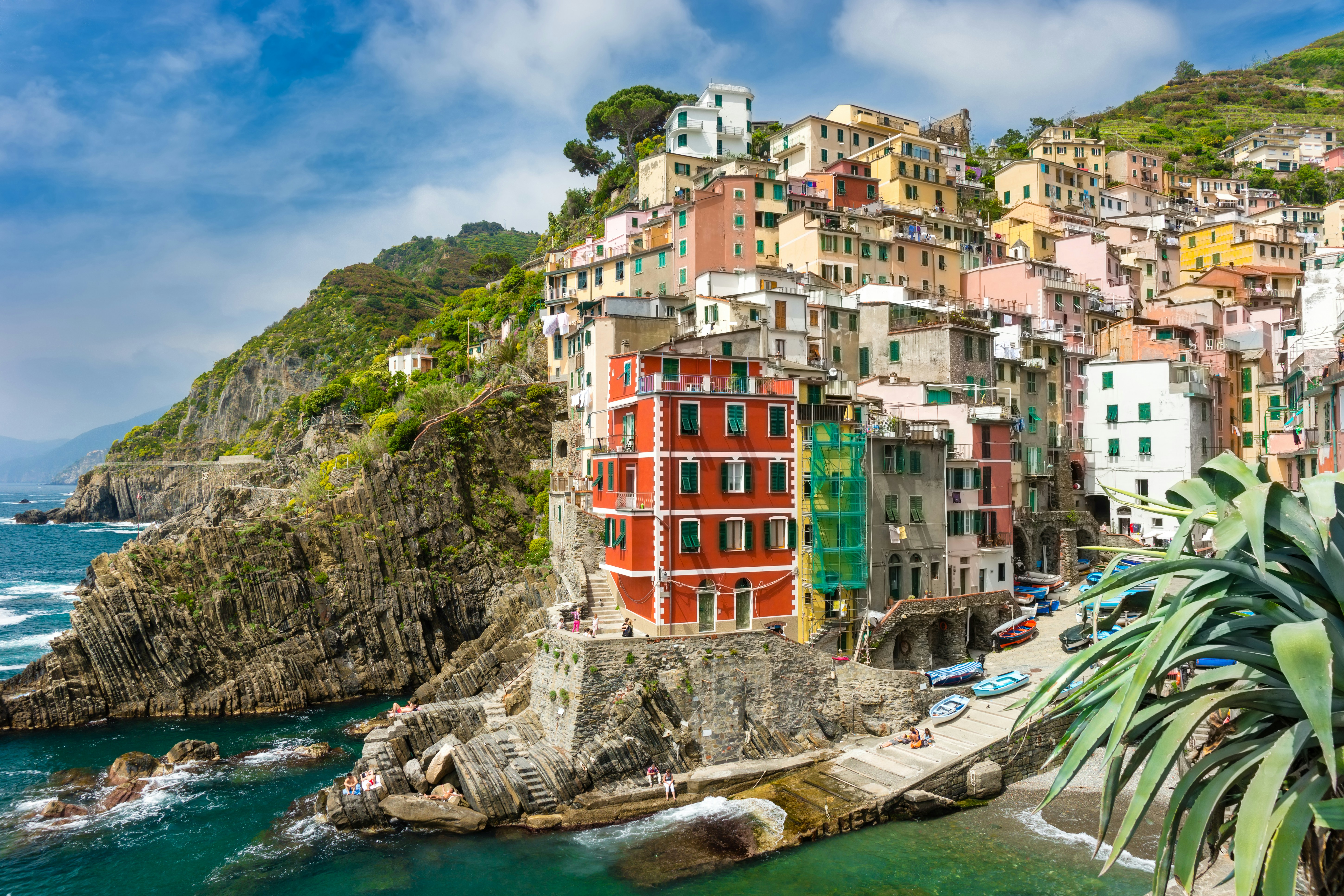 Colorful coastal village clinging to cliffs of Cinque Terre
