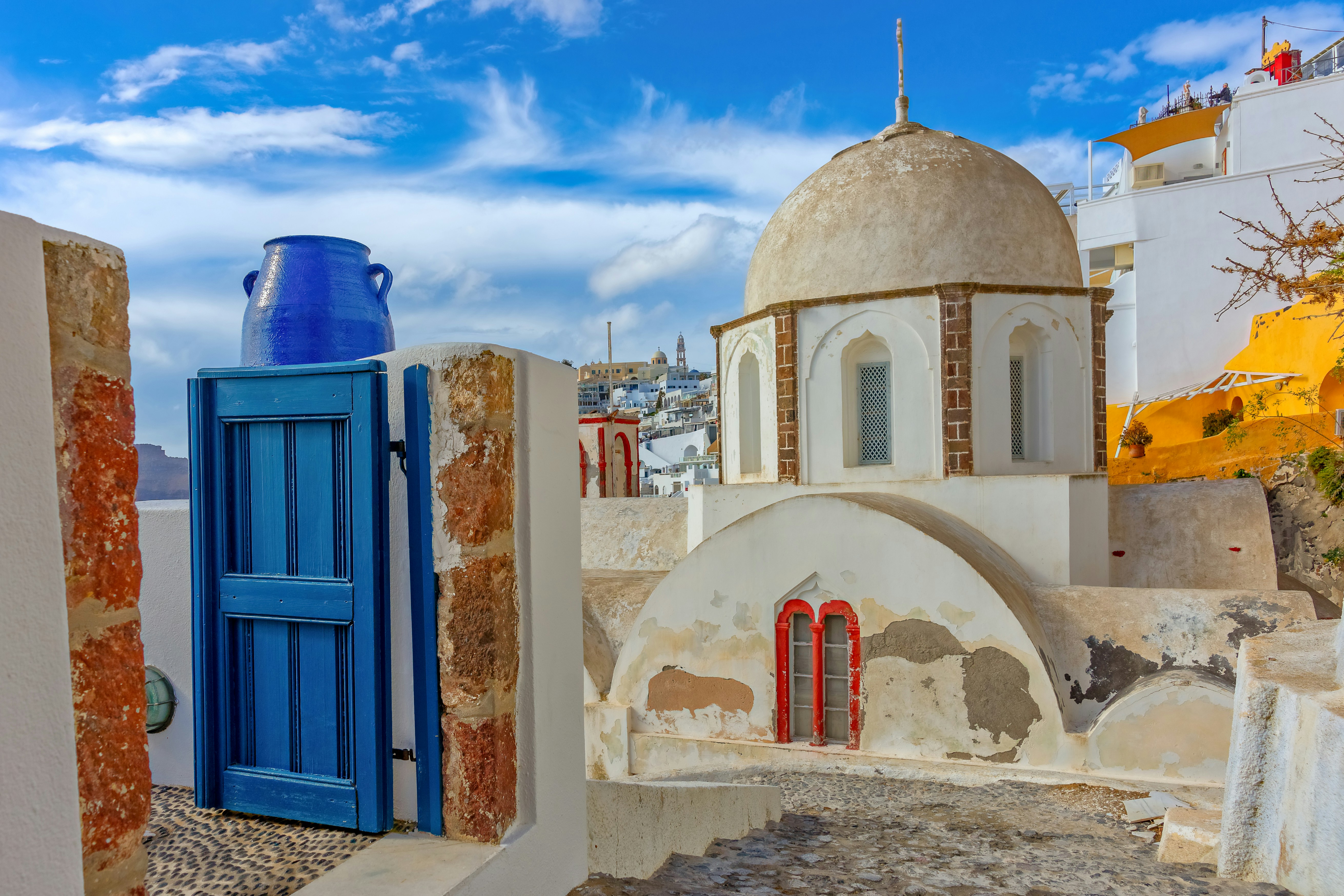 Azure Doorway and Dome on a Cycladic Vue