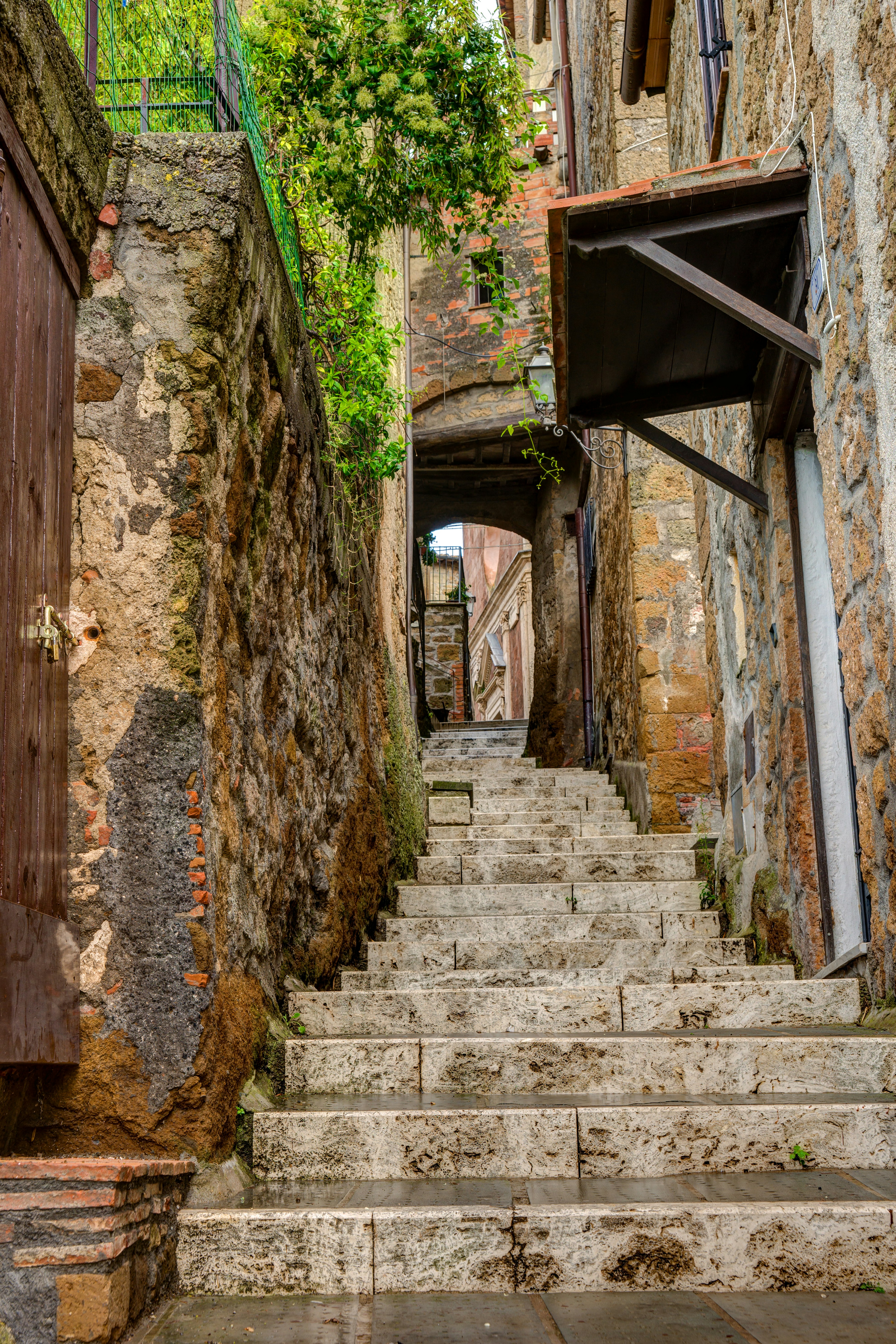 Stone Staircase Through a Narrow Old Town Alley