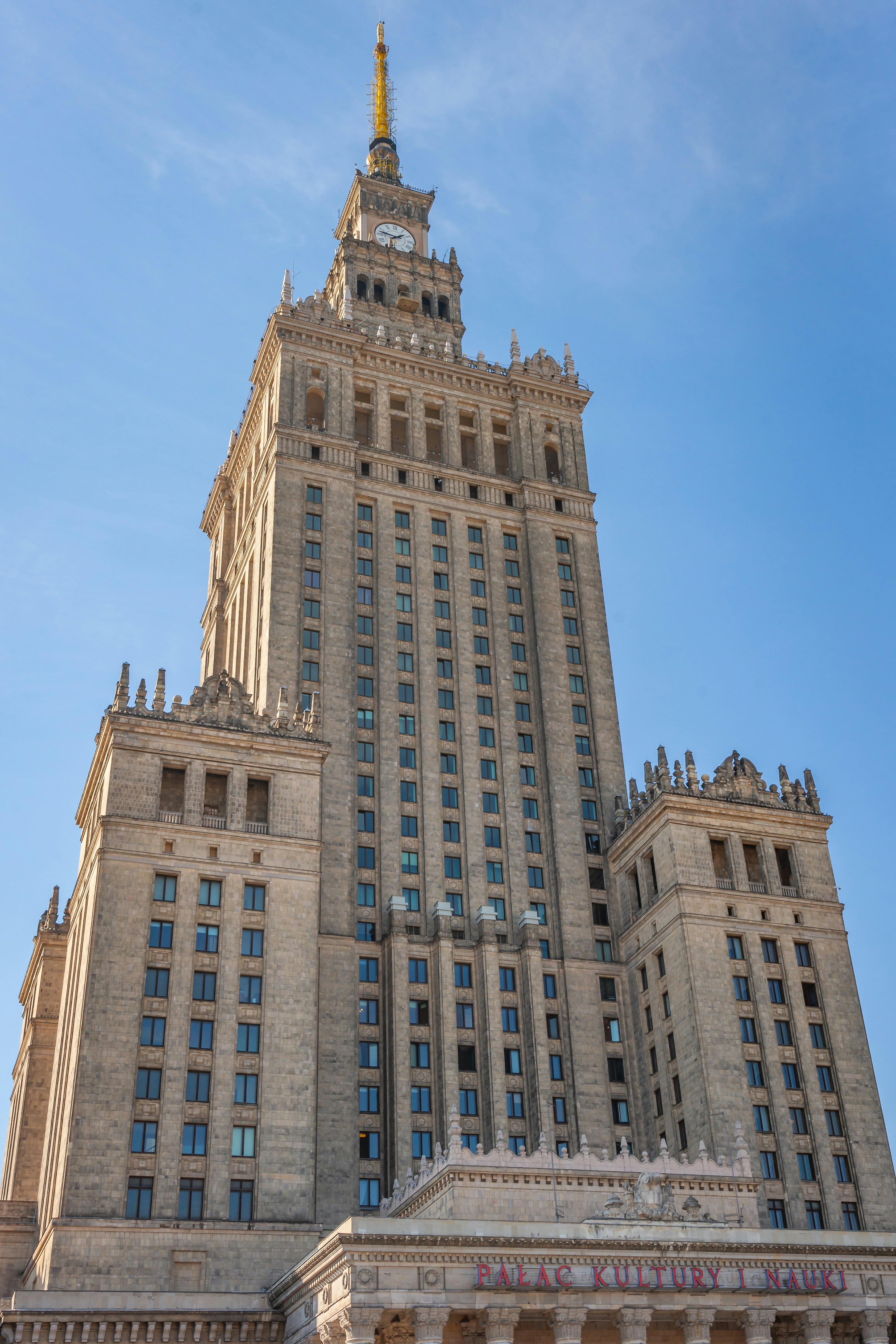 Polished Empire: The Palace of Culture Reaching Toward a Clear Blue Sky