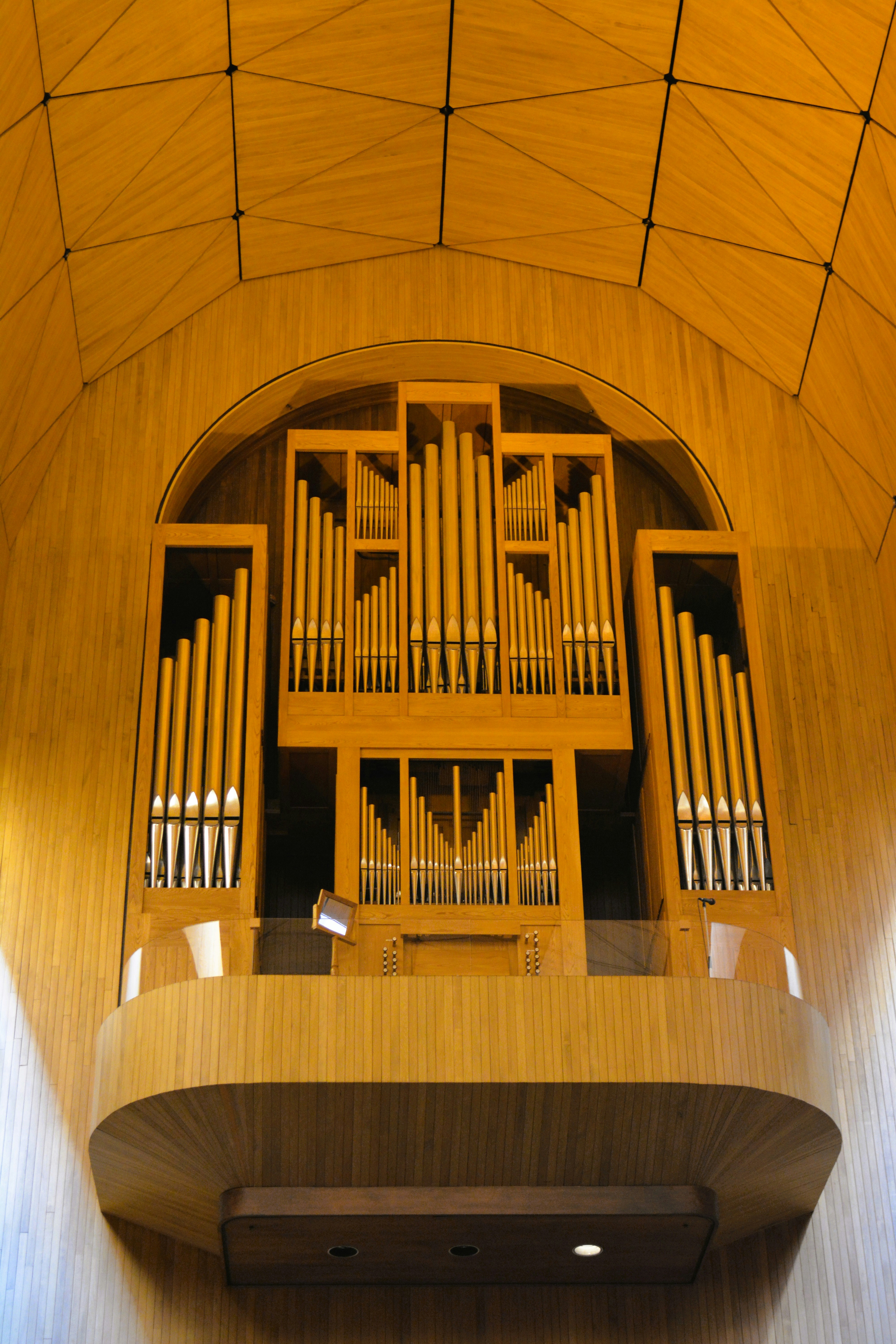 Organ Pipes Within Warm Wooden Cavern