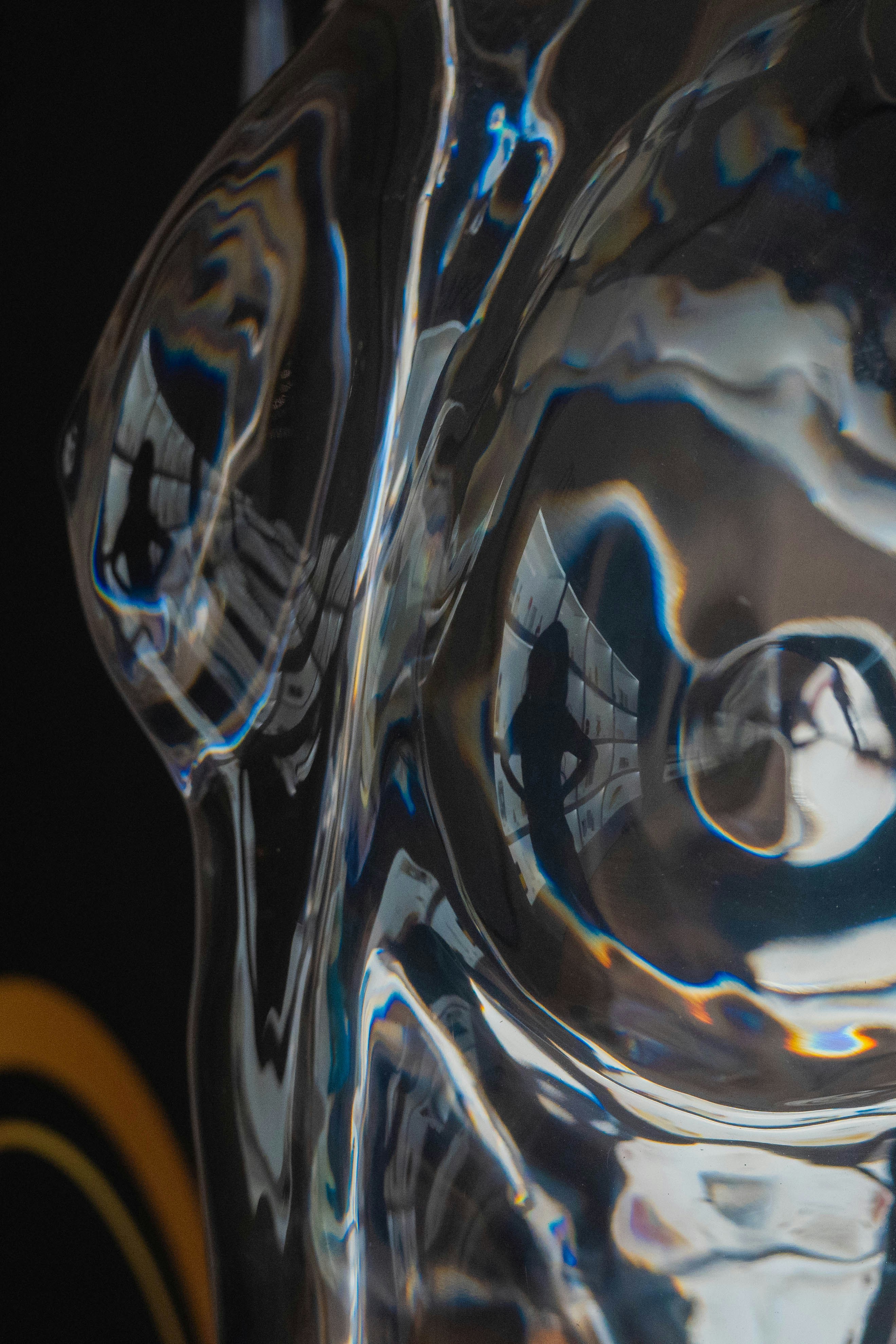 Prismatic Glass Echoes: Abstract Reflections in a Dark Studio
