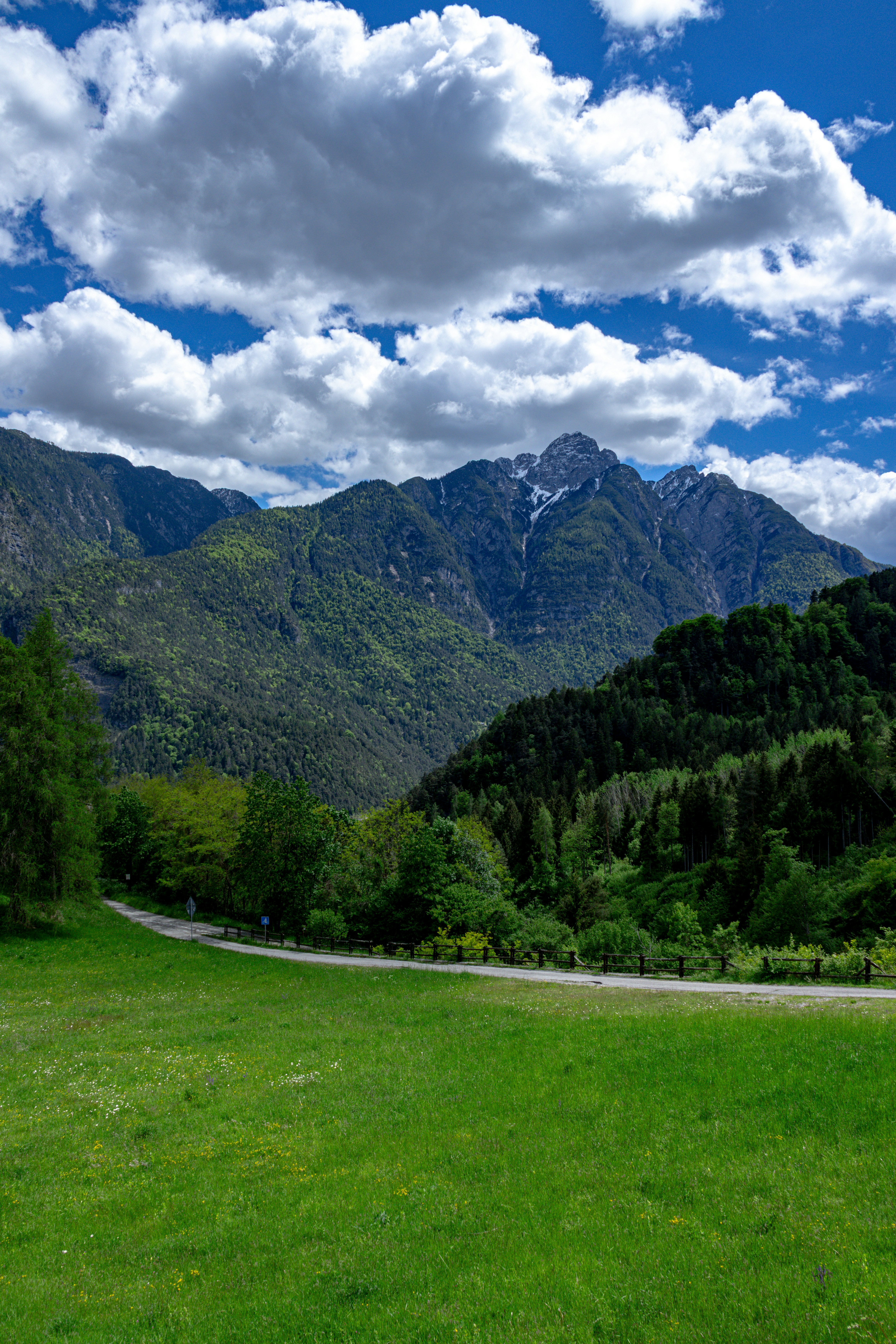 Verdant Valley Under a Sky of Cotton