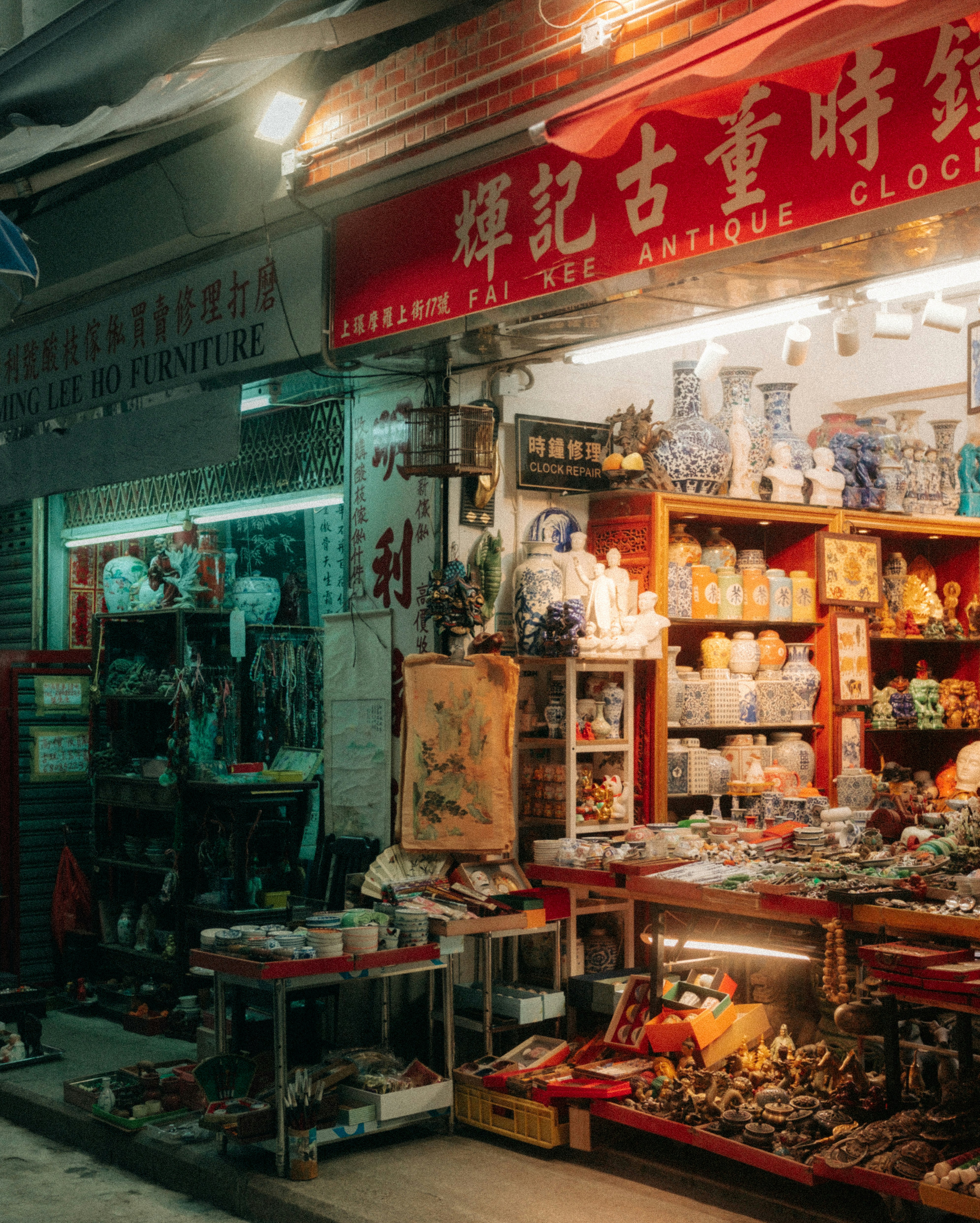 Neon-lit Antiquities: A Lunar Night Market Hooded in Ceramics