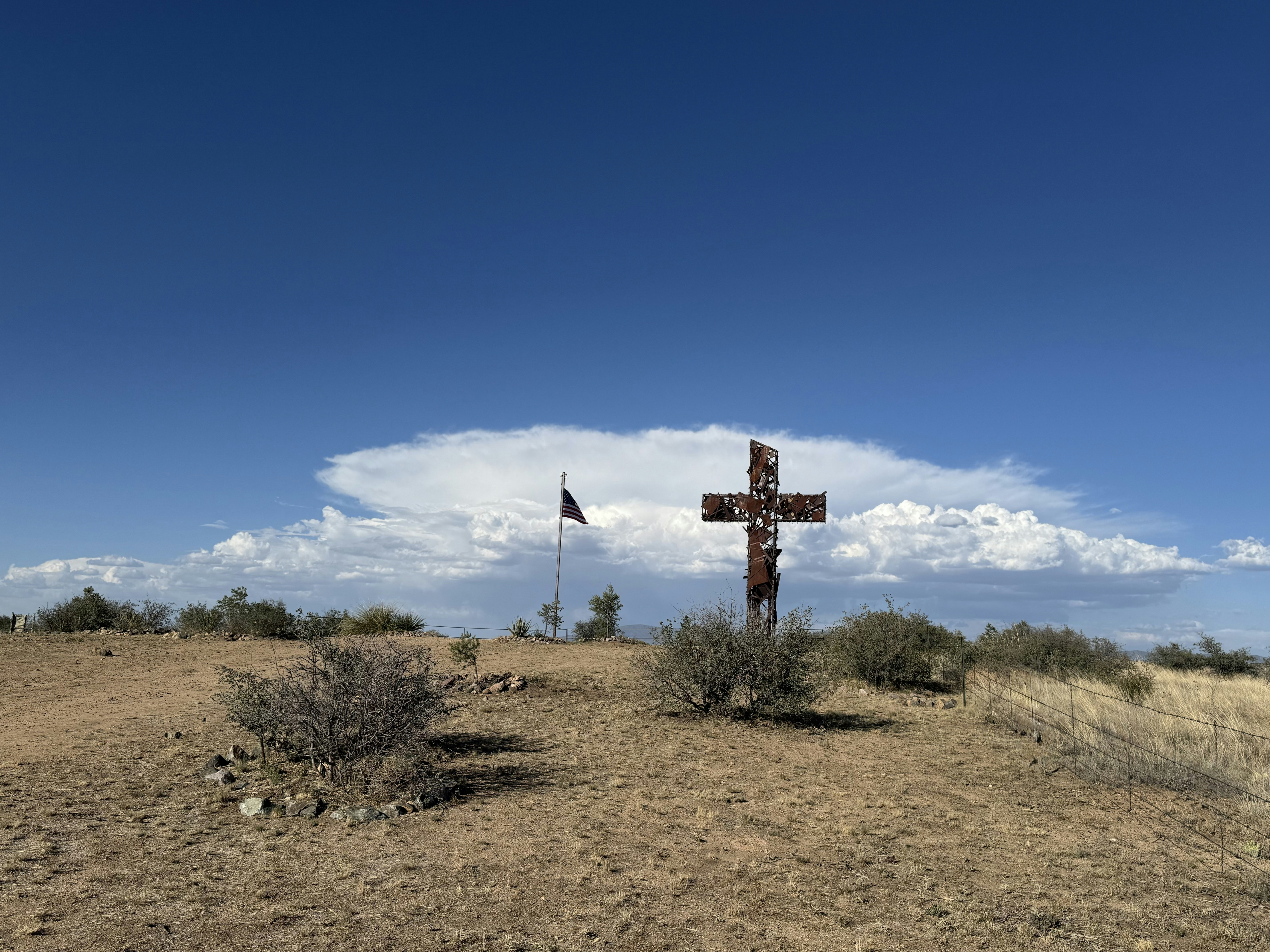 Desert Crossroads Under a Wide Blue