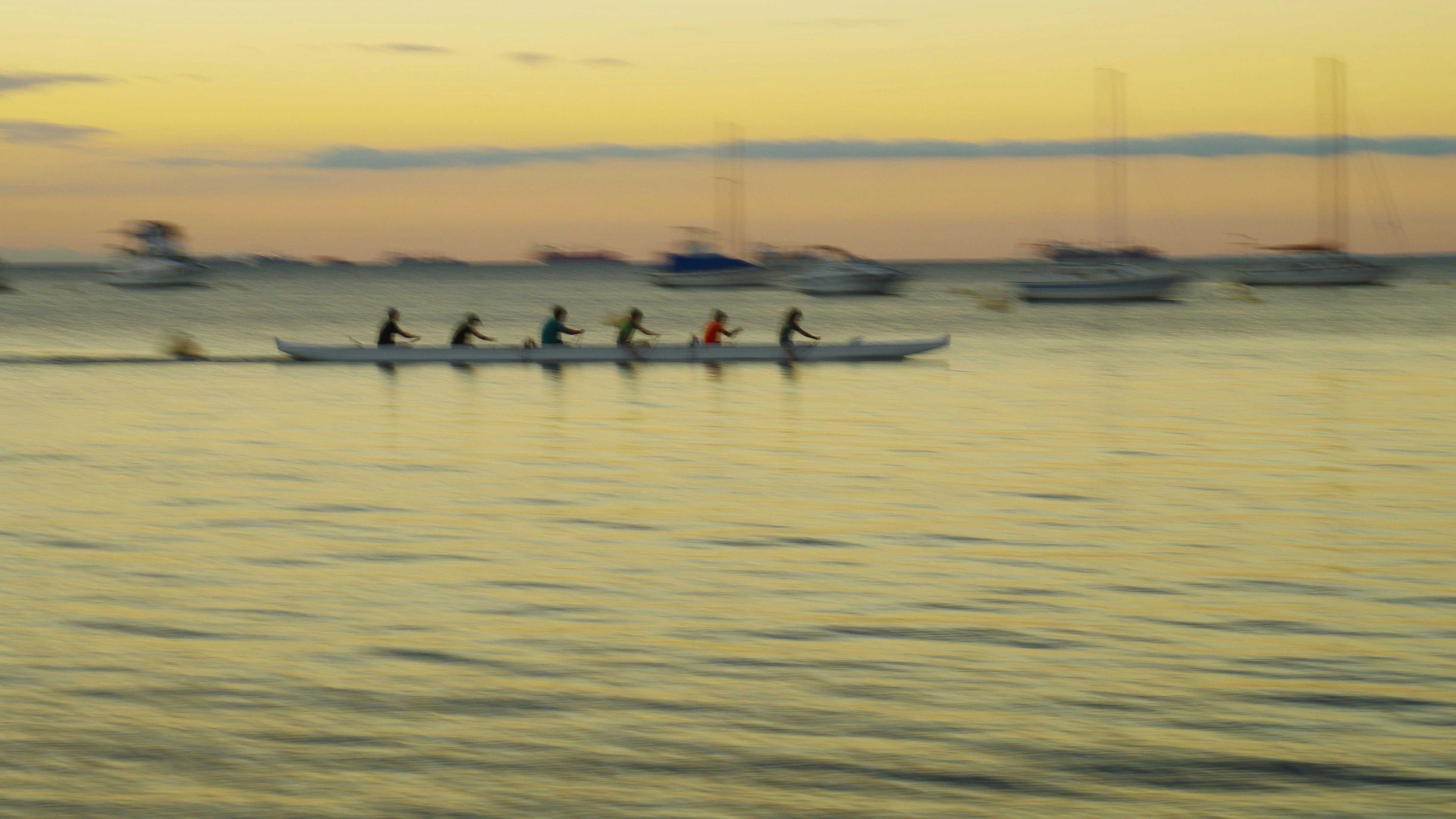 Towline in Motion: Rowers in a Quiet Dawn