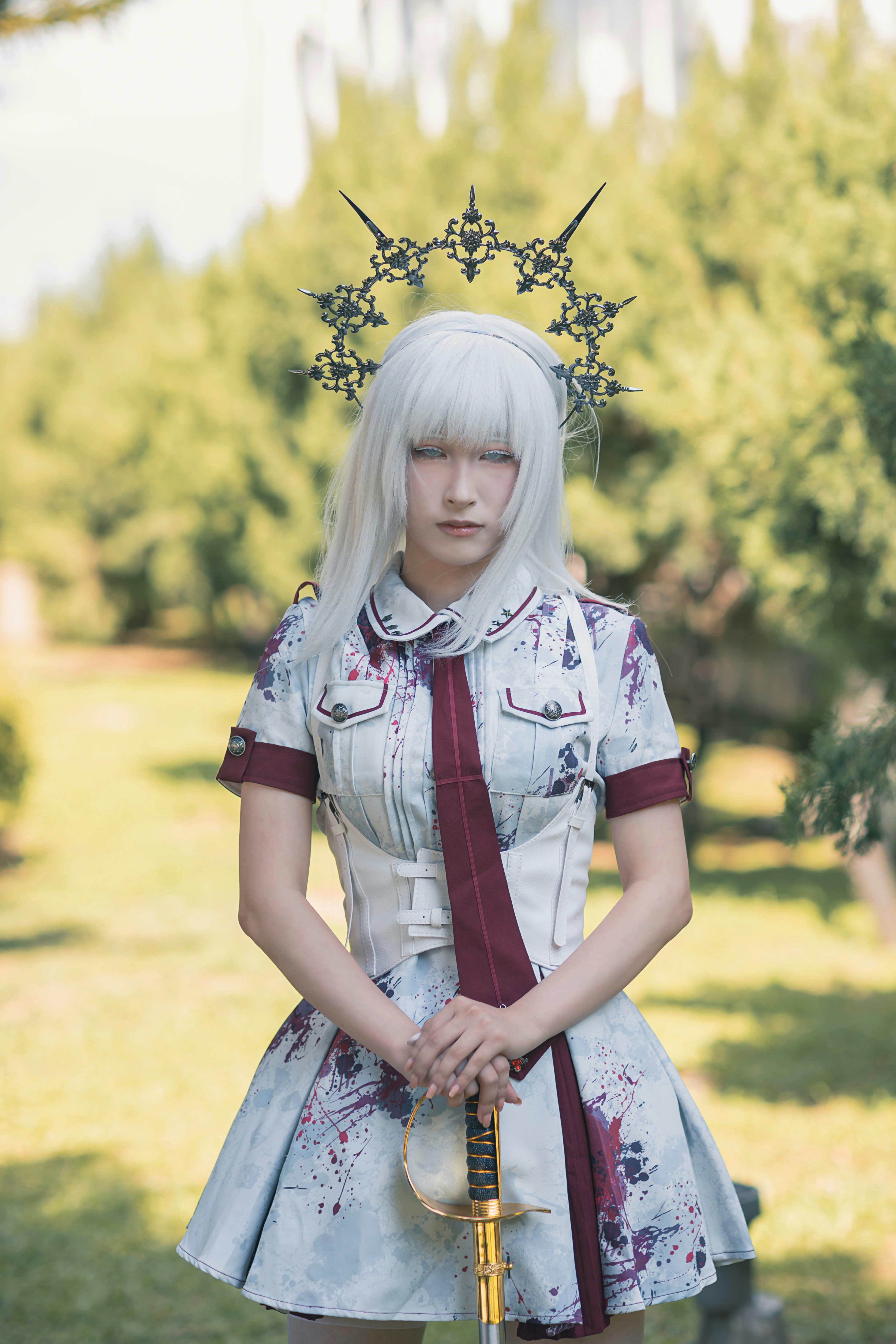 Halo of Shadows: A Cerulean Maiden in a Blood-Splattered Parade Uniform