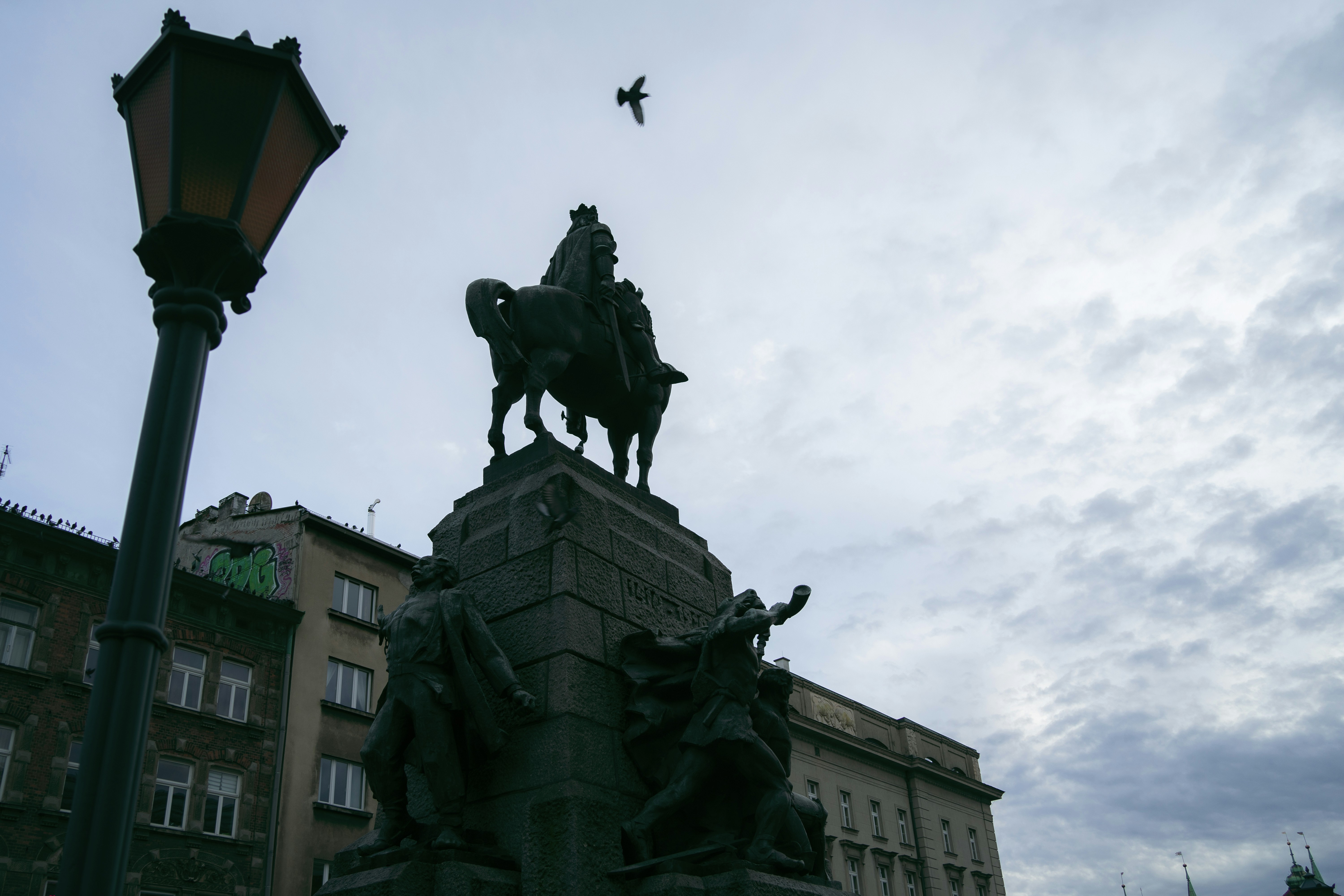 Equestrian Monument under a Clouded Sky