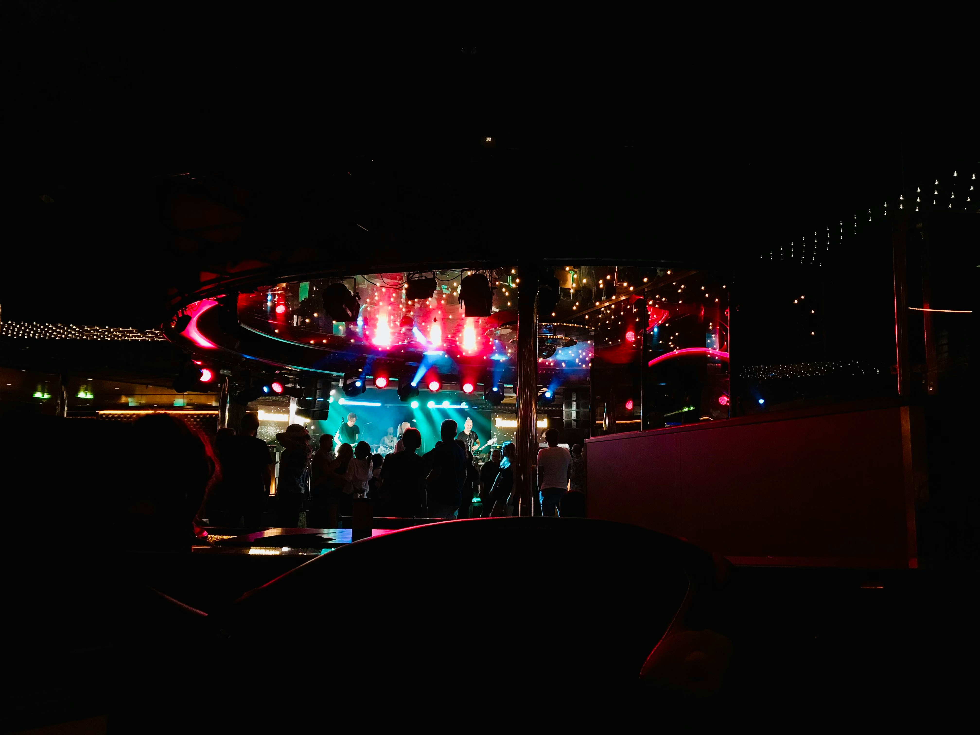 Neon Nightclub Stage in Low Light