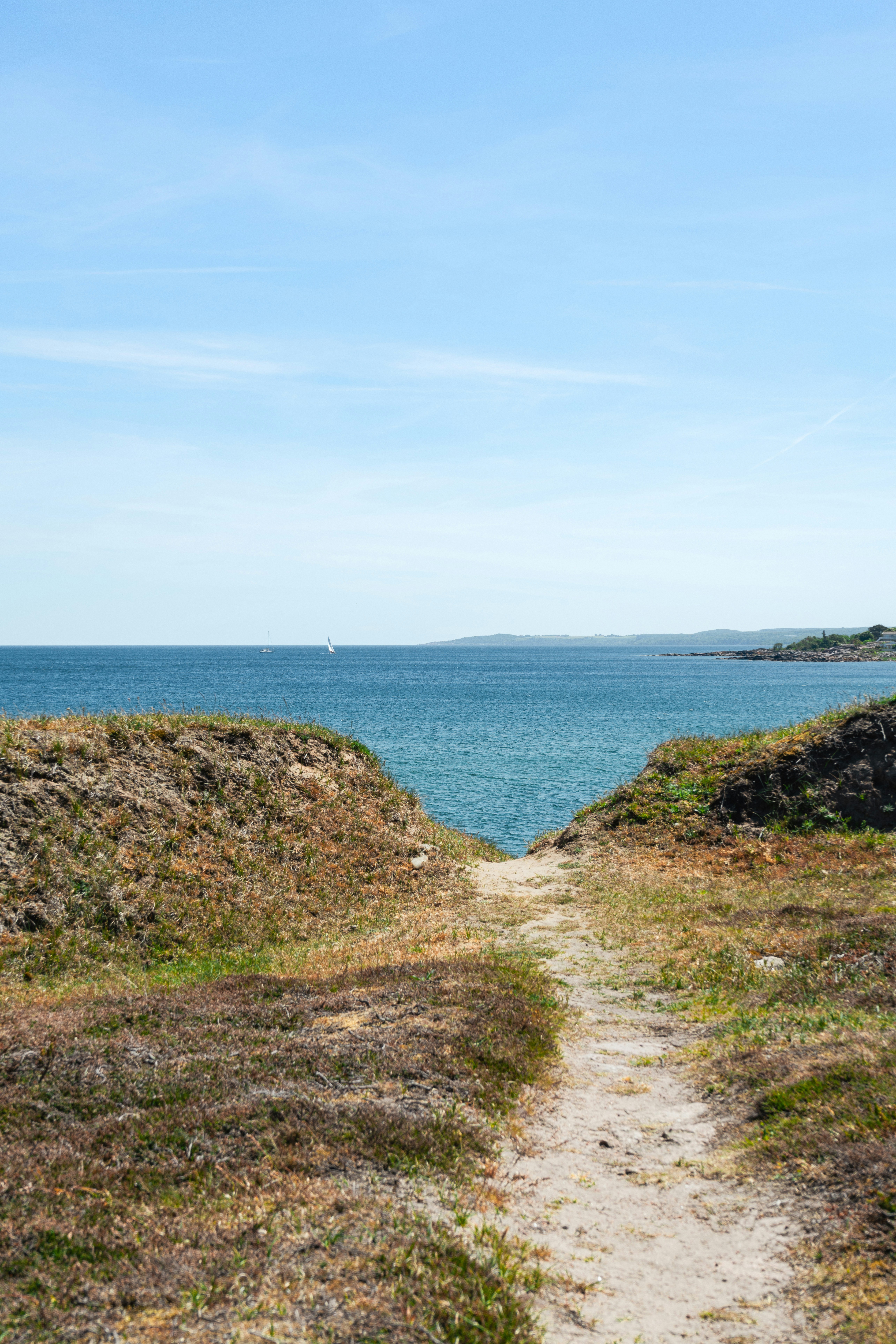 Path to the Sea: Rugged Trail Framing the Open Water