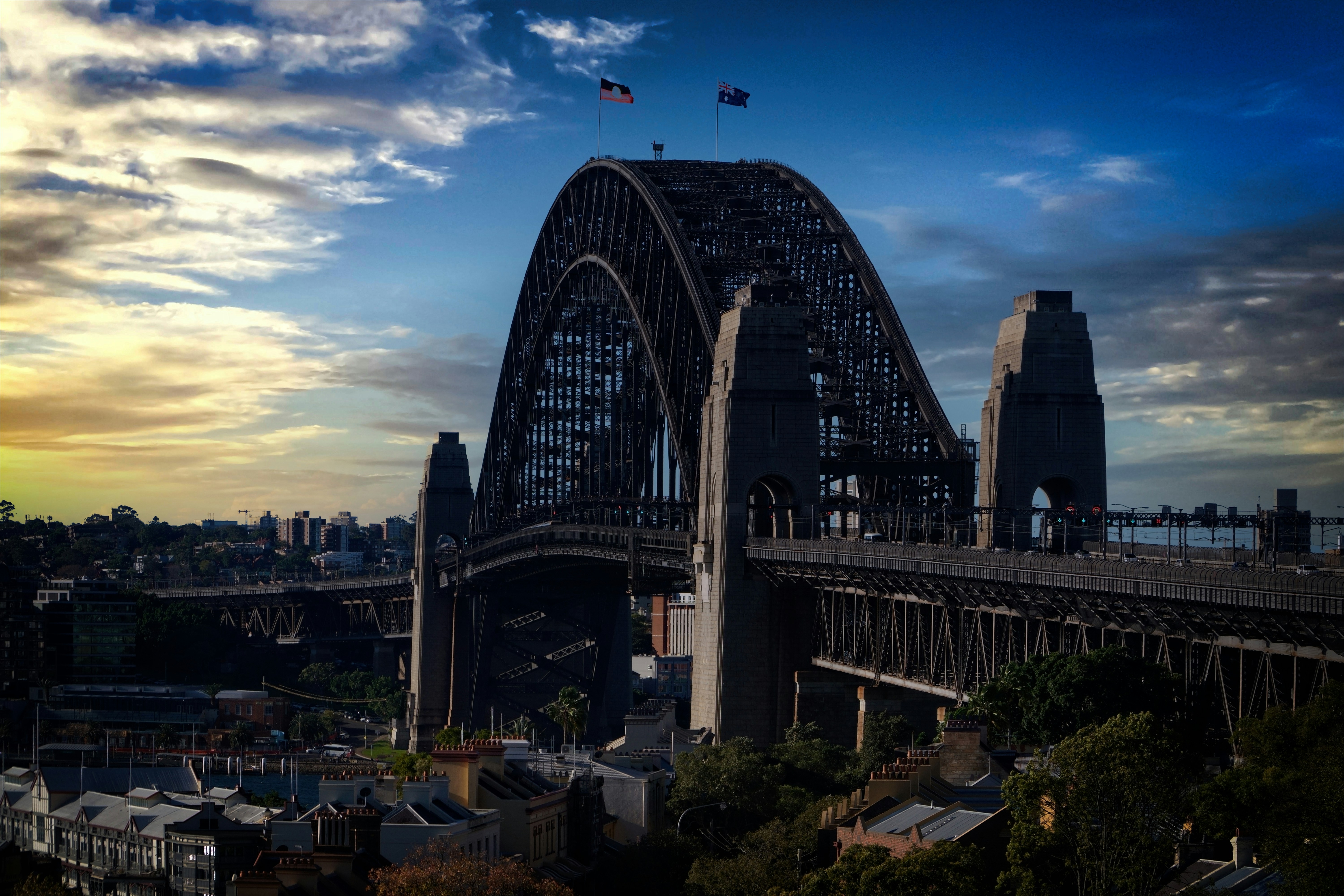Dusk Over the Arc: Sydney Harbour Bridge Spanning the City
