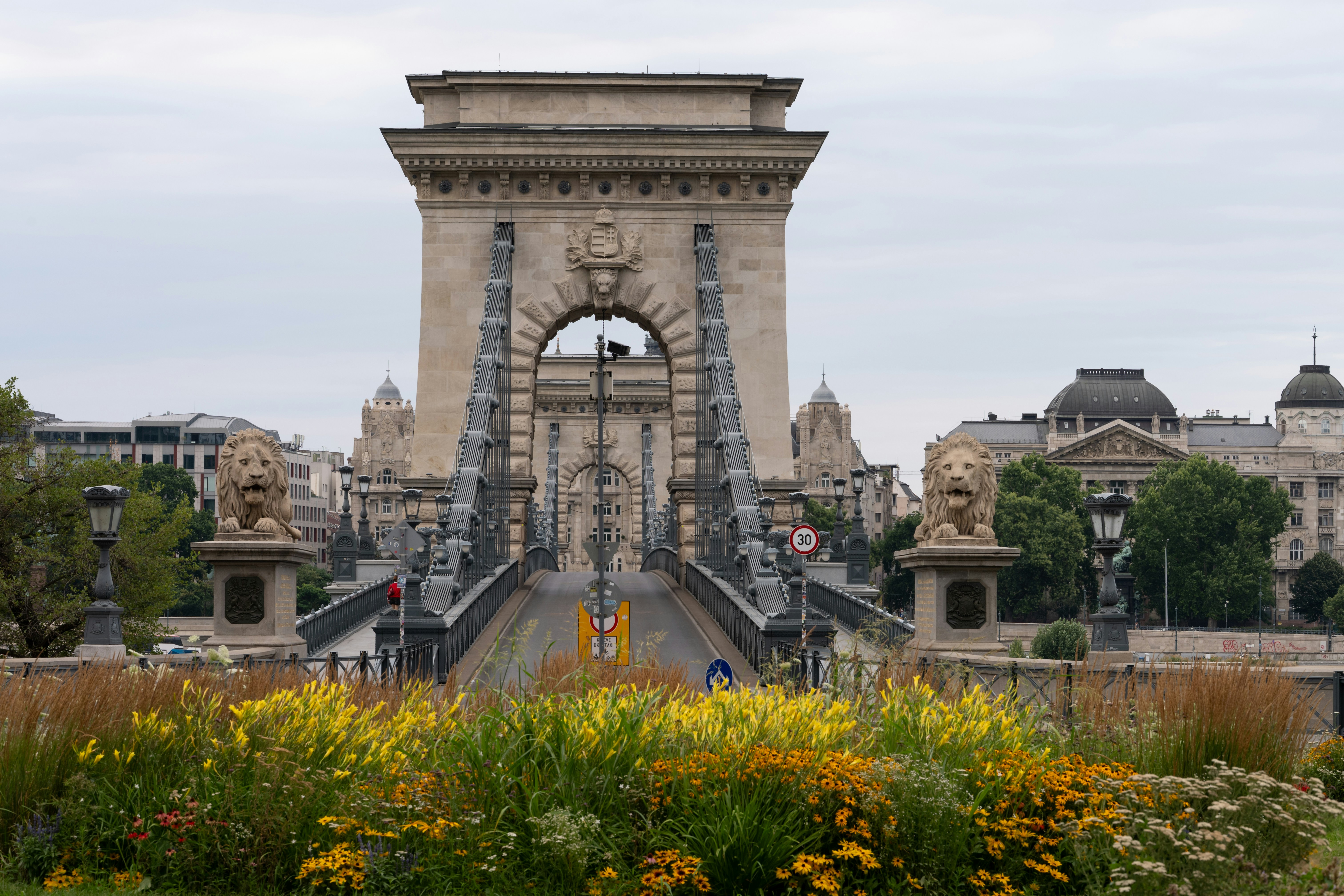 Bridge of Lions: Fronted by Flowers and a Grand Arc