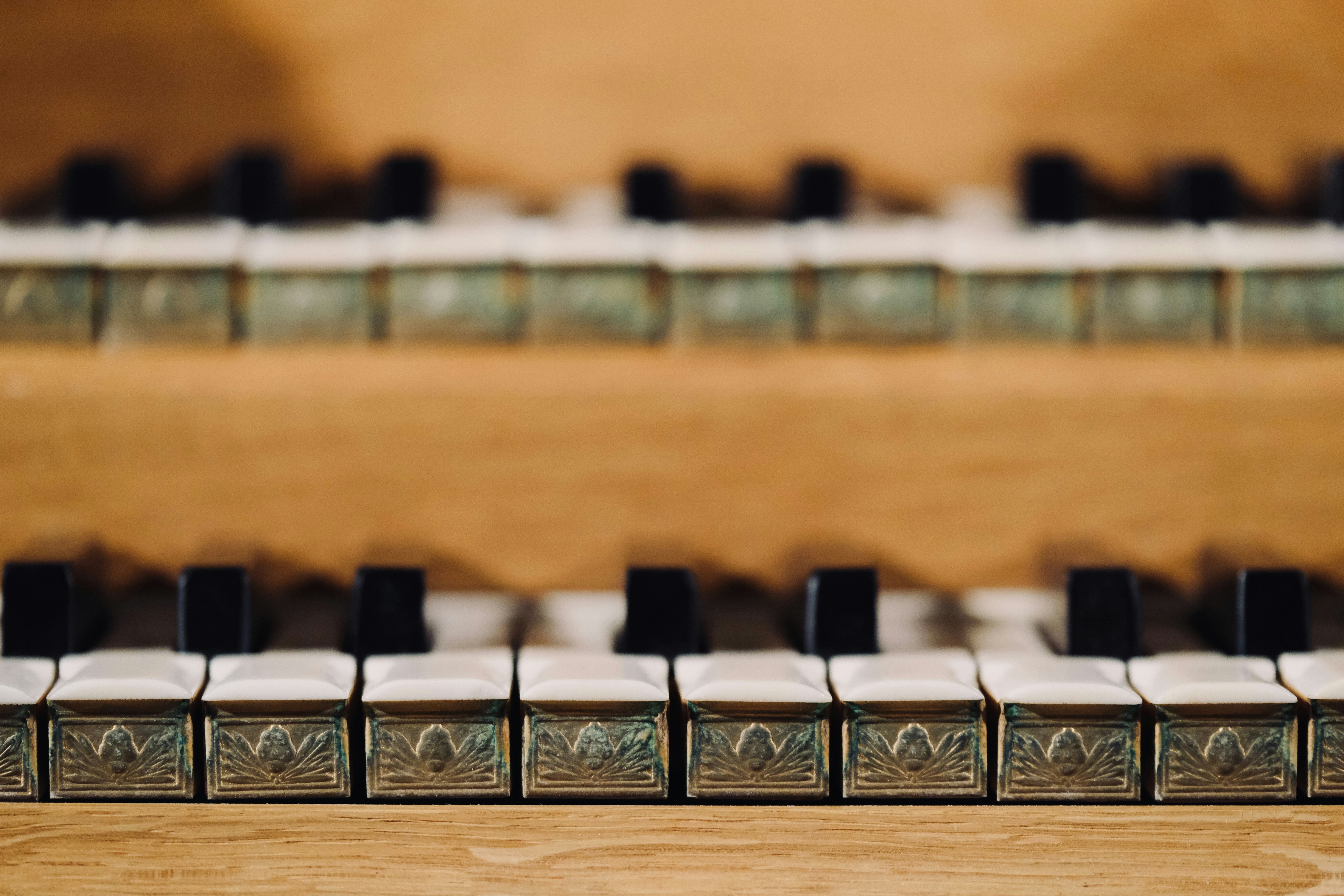 Close-Row of Vintage Piano Hammers